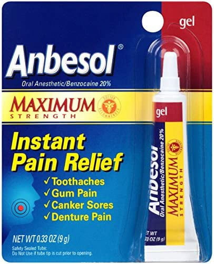 Anbesol Maximum Strength Oral Anesthetic Gel, Tooth Pain Relief ...