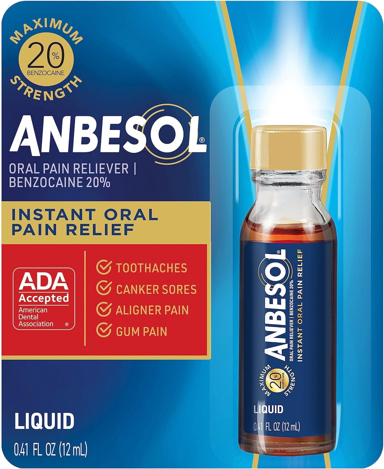 Anbesol Maximum Strength Oral Anesthetic Liquid - 0.41 Oz, 2 Pack ...
