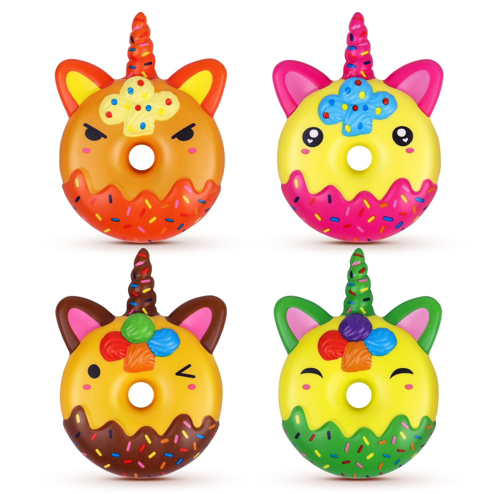 Anboor 4 Pcs Squishies, Unicorn Donut Squishies Slow Rising Food Kawaii ...