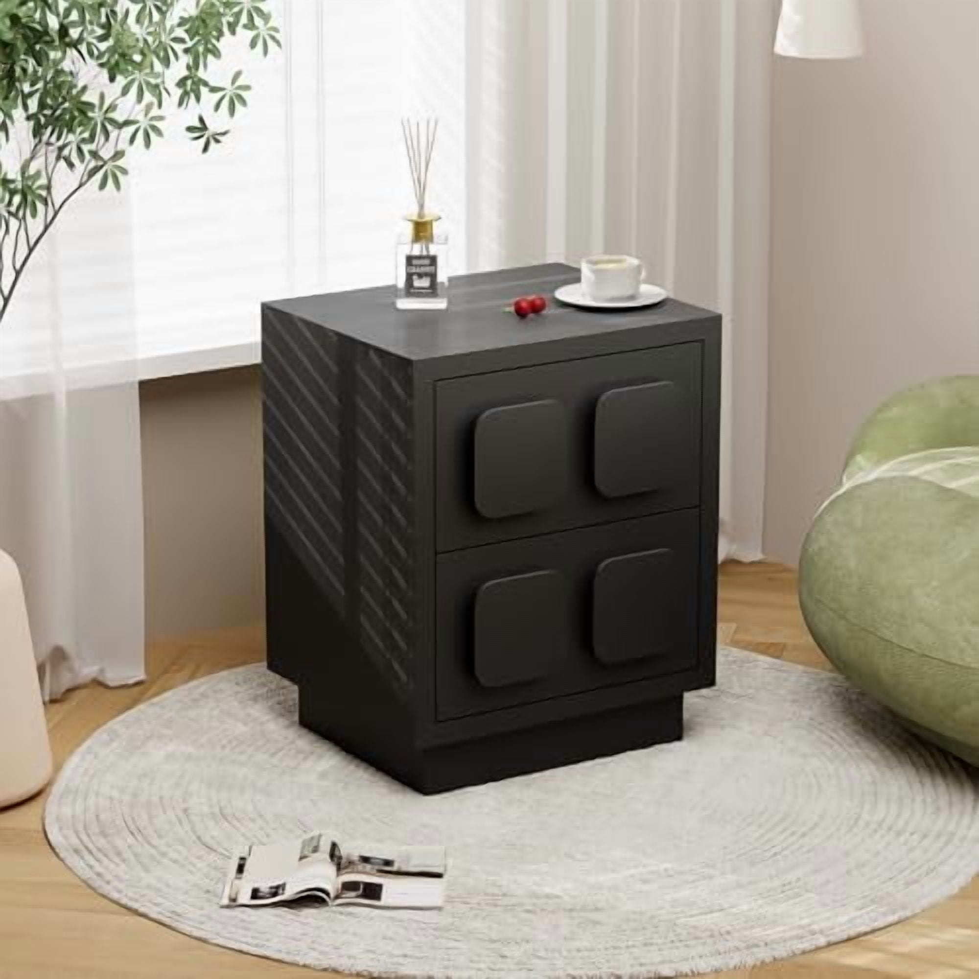 Anbuy Nightstand 23.62'' Tall, Modern Night Stand with 2 Drawers for ...
