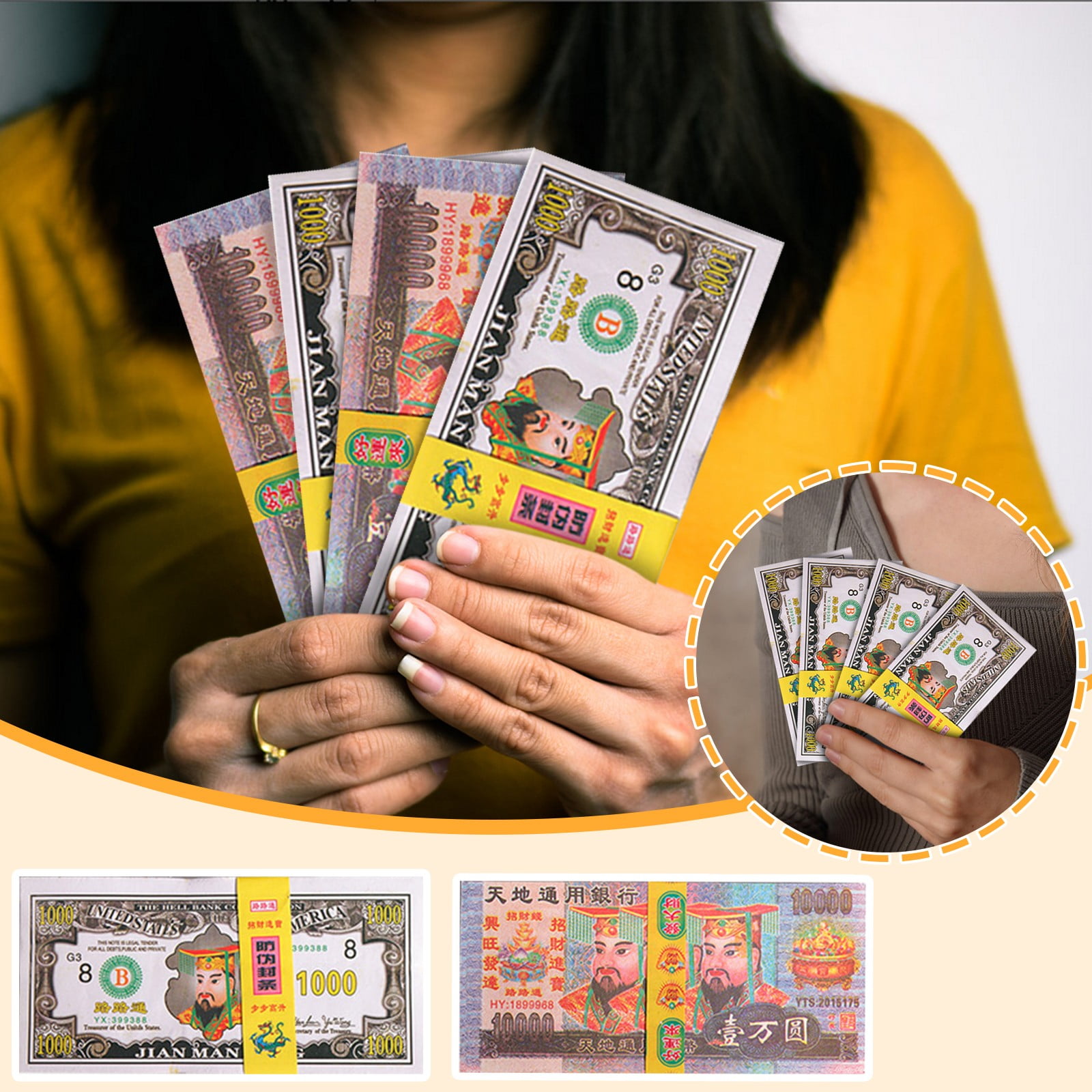 Ancestor Money - Hell Money Joss Paper Set, 300 Colorful Hell Banknotes ...