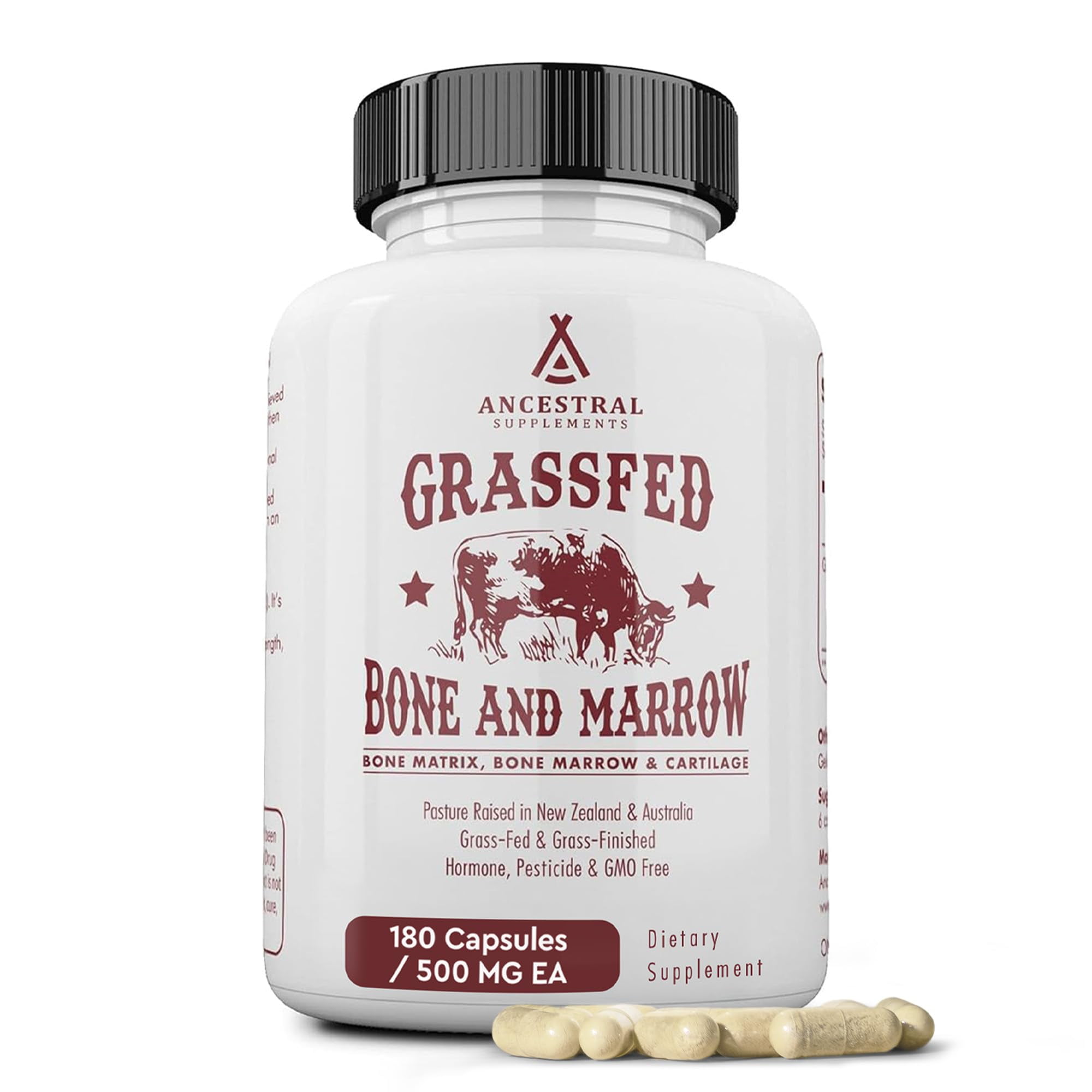 Ancestral Supplements Grass Fed Beef Bone and KMC2Marrow 3000mg, Skin ...