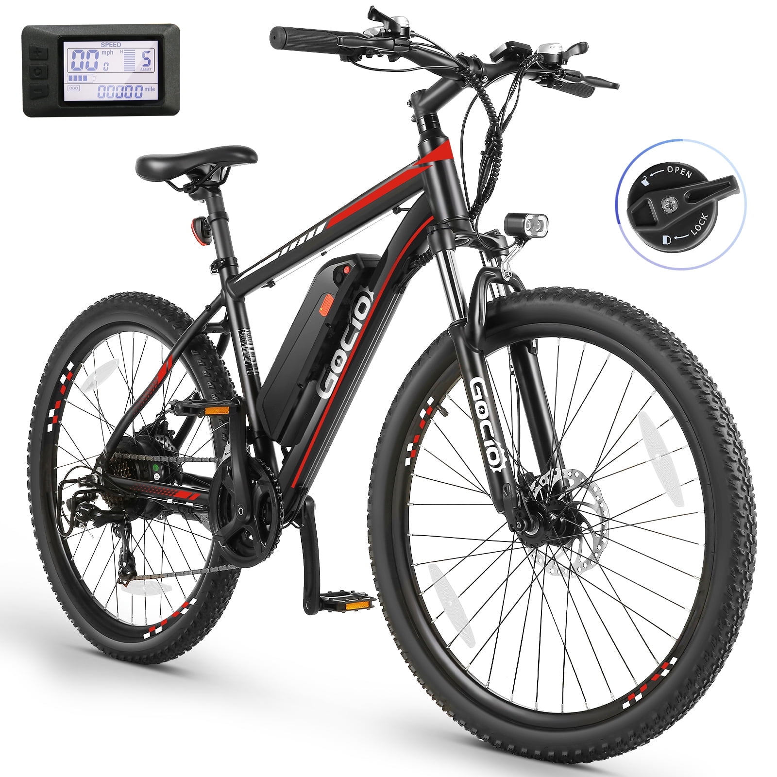 Gocio 26" Electric Bicycles For Adults, 500W Gladiator Electric Mountain Bike, 48V 10.4Ah ...