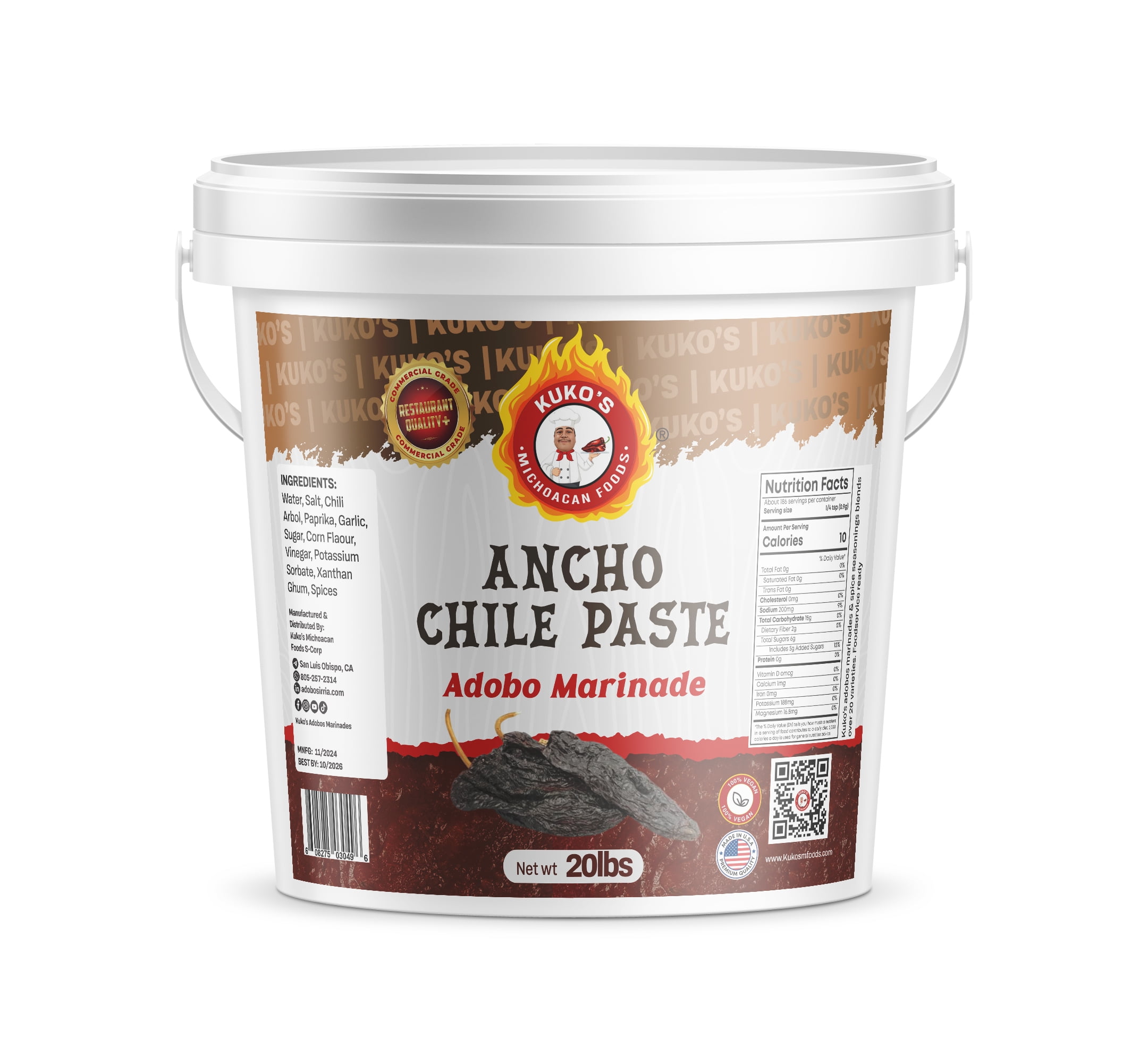 Ancho Chile Paste Adobo Restaurant Food Service 20lbs - Walmart.com