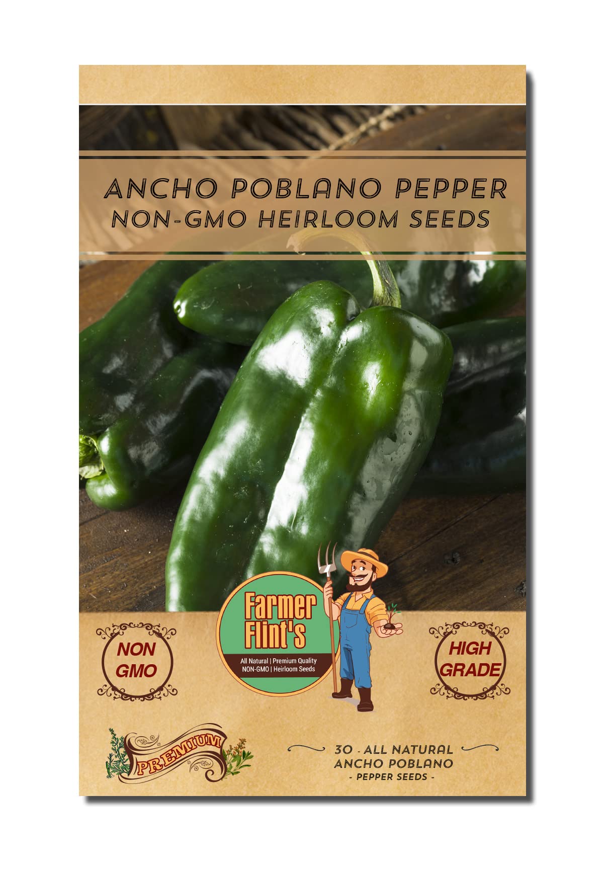 Ancho Poblano Pepper Seeds - All ZLK1 Natural/Open Pollinated/Non-GMO ...