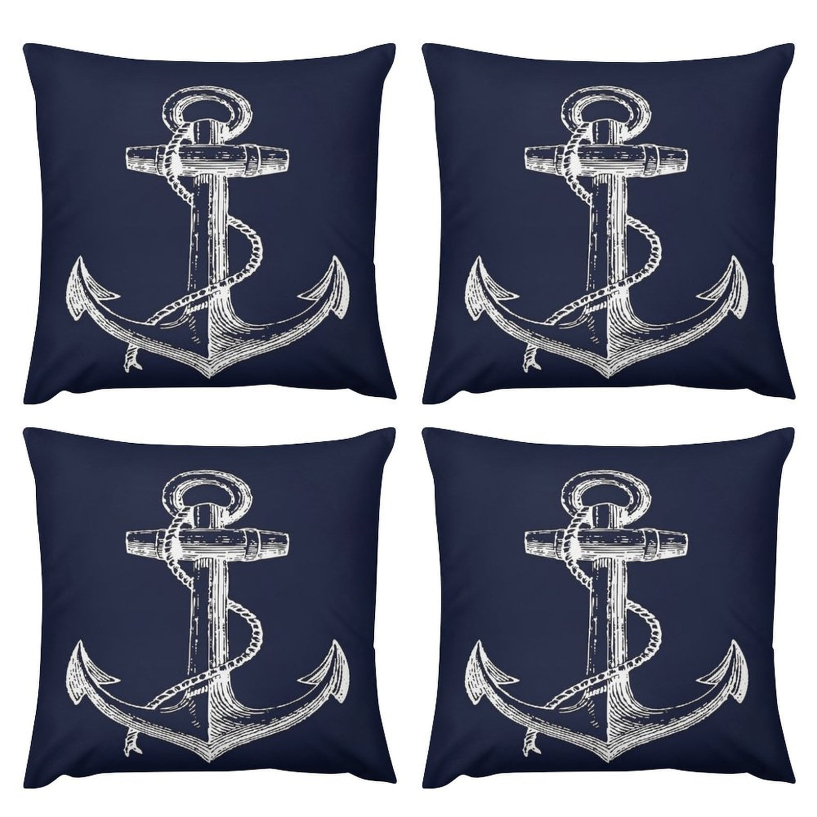 Anchor 4 Pcs Cushion Covers Sofa Cushion Covers Short Plush Pillow ...