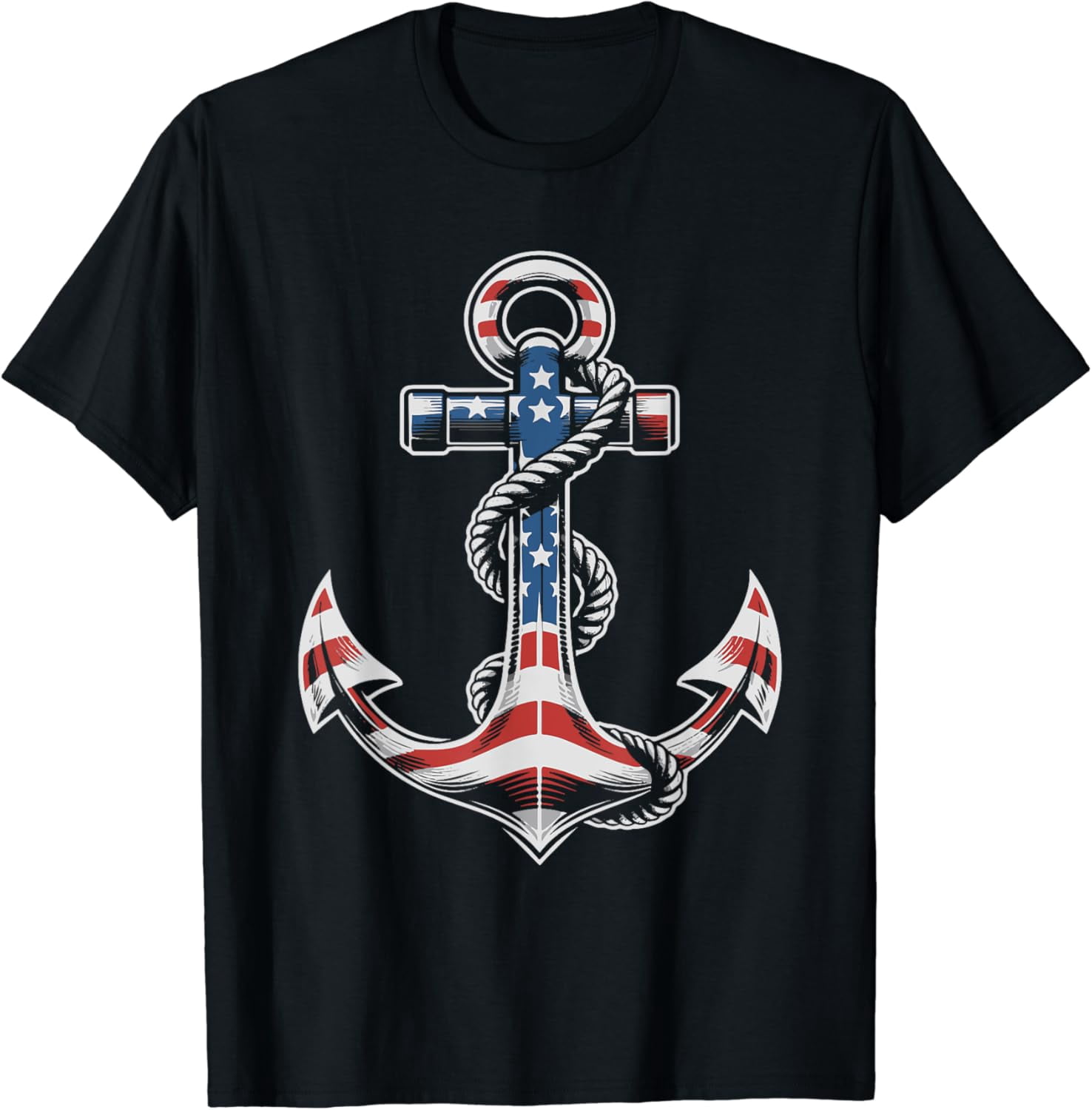 Anchor American Flag 4Th Of July Standard Pride Emblem T-Shirt ...