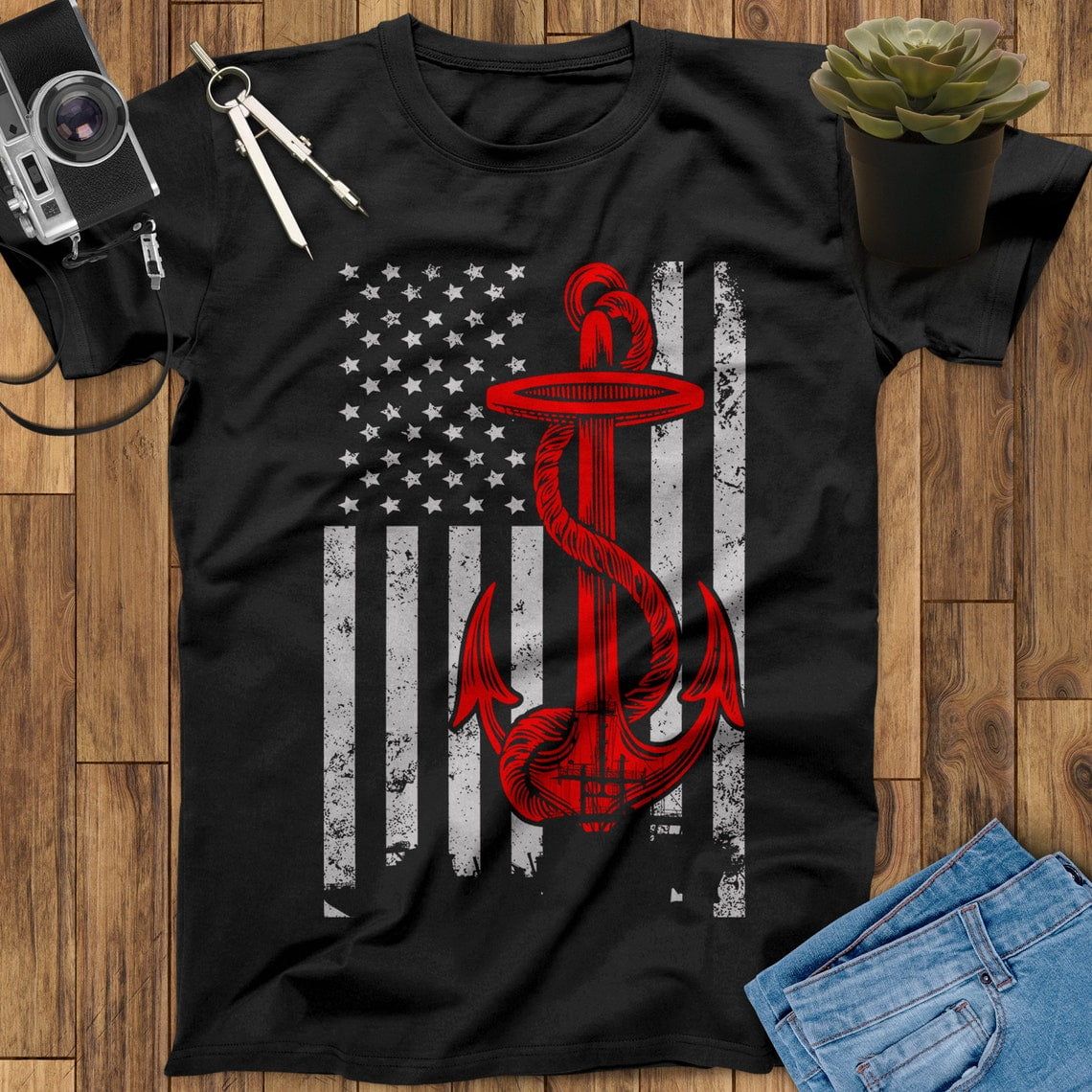 Anchor American Flag Sailor Shirt, Gift For Sailors, Sailing Gift ...