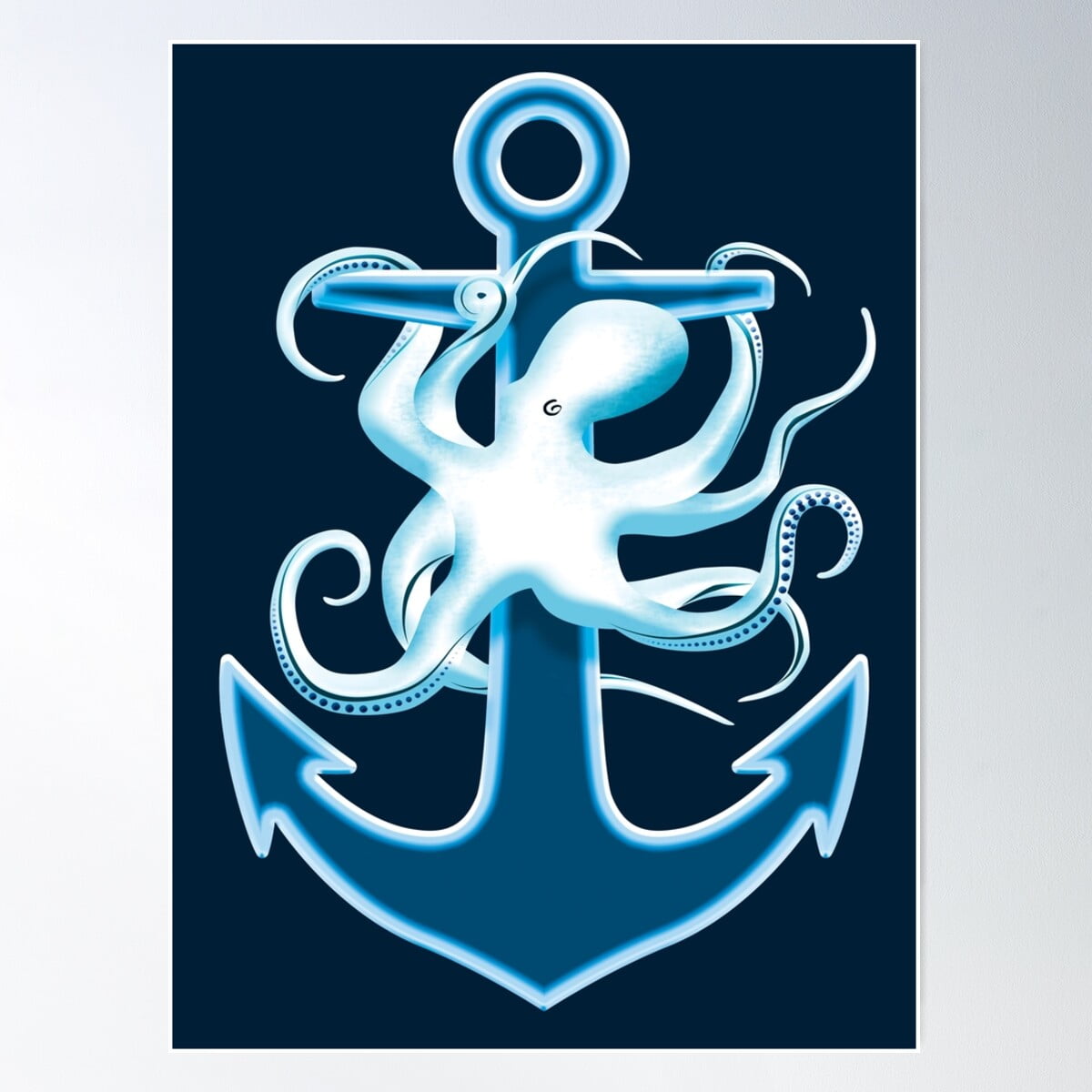 Anchor And Octopus Poster Wall Art, Modern Wall Decor For Living Room ...