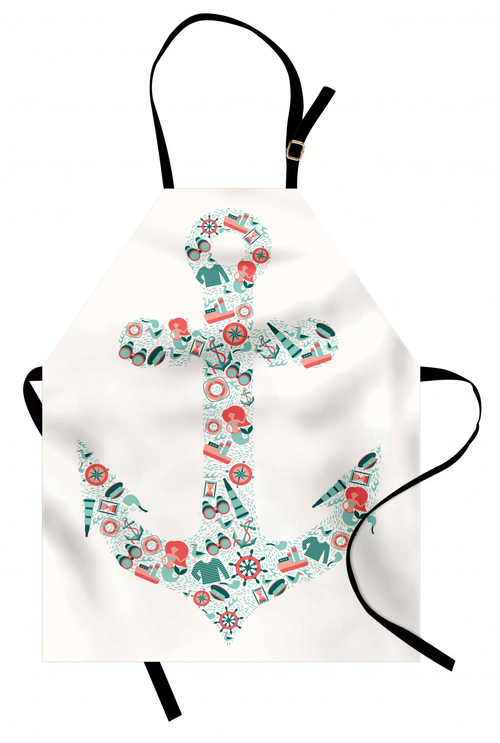 Anchor Apron Nautical Icon Shape with Binoculars Captain Hat Compass ...