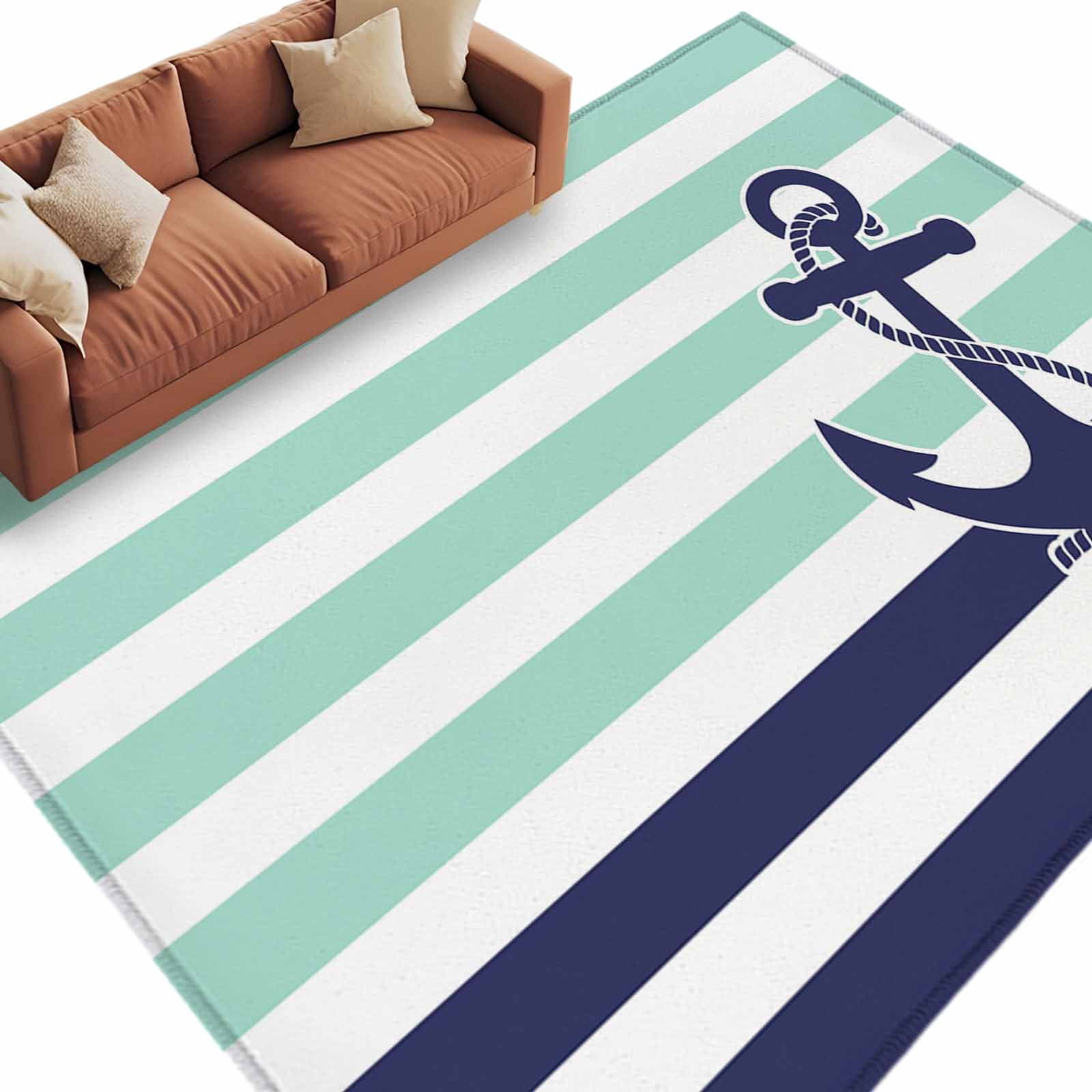 Anchor Aqua Large Area Rugs for Bedroom Living Room, Soft Non Slip ...