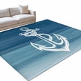 Anchor Area Rugs 4x6ft Blue Gradient Lines Floor Rug Non Slip Low Pile ...