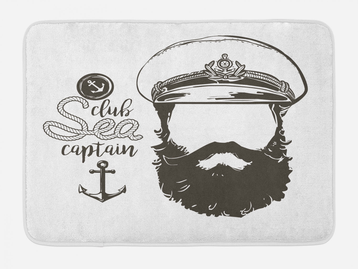 Anchor Bath Mat, Portrait of a Faceless Captain with Hat and Beard ...