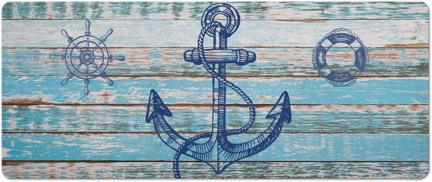 Anchor Bath Mat, Retro Nautical Anchor Washable Bathroom Rugs No Slip ...