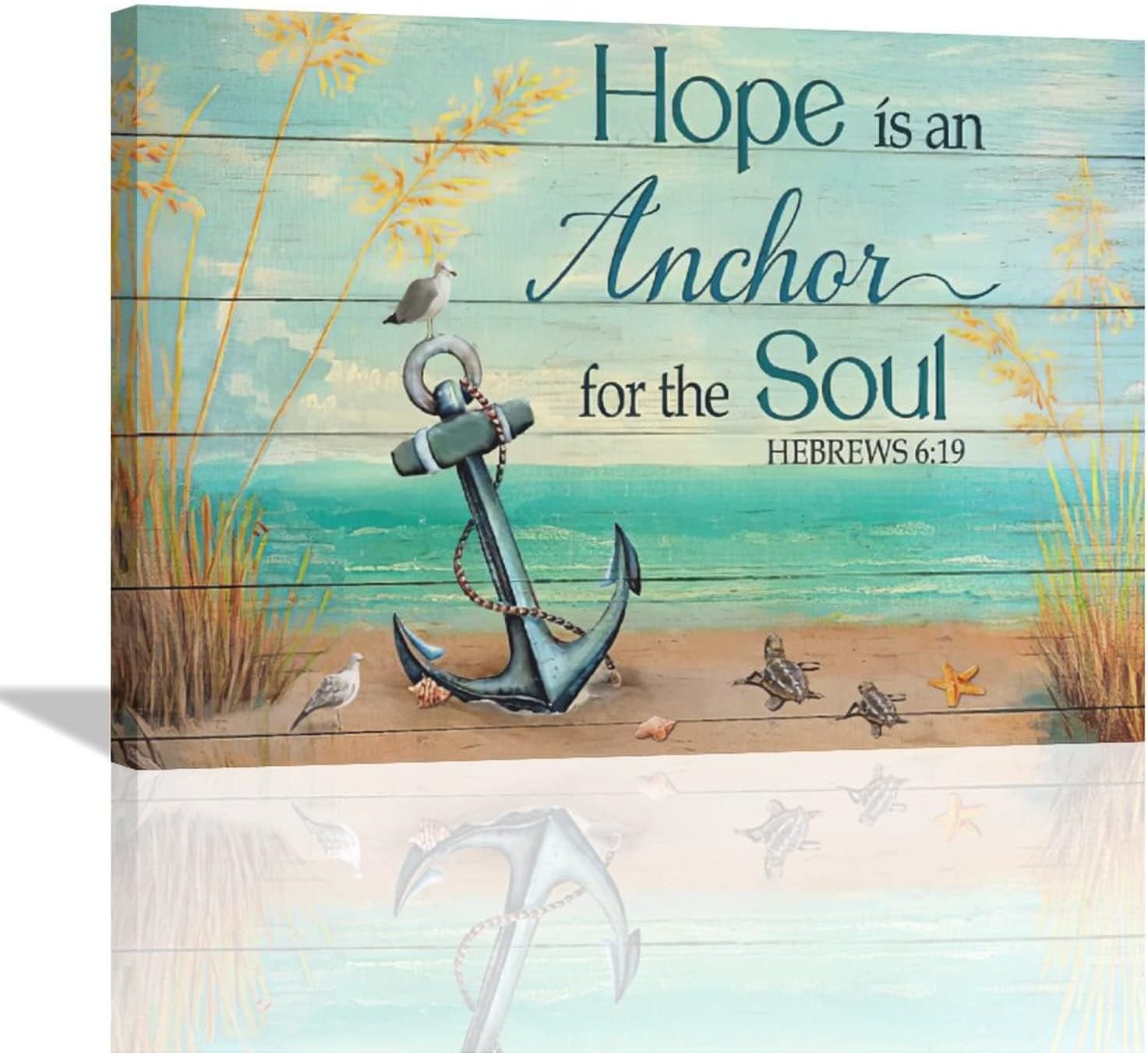 Anchor Bathroom Wall Art Sea Turtle Nautical Beach Ocean-Themed ...