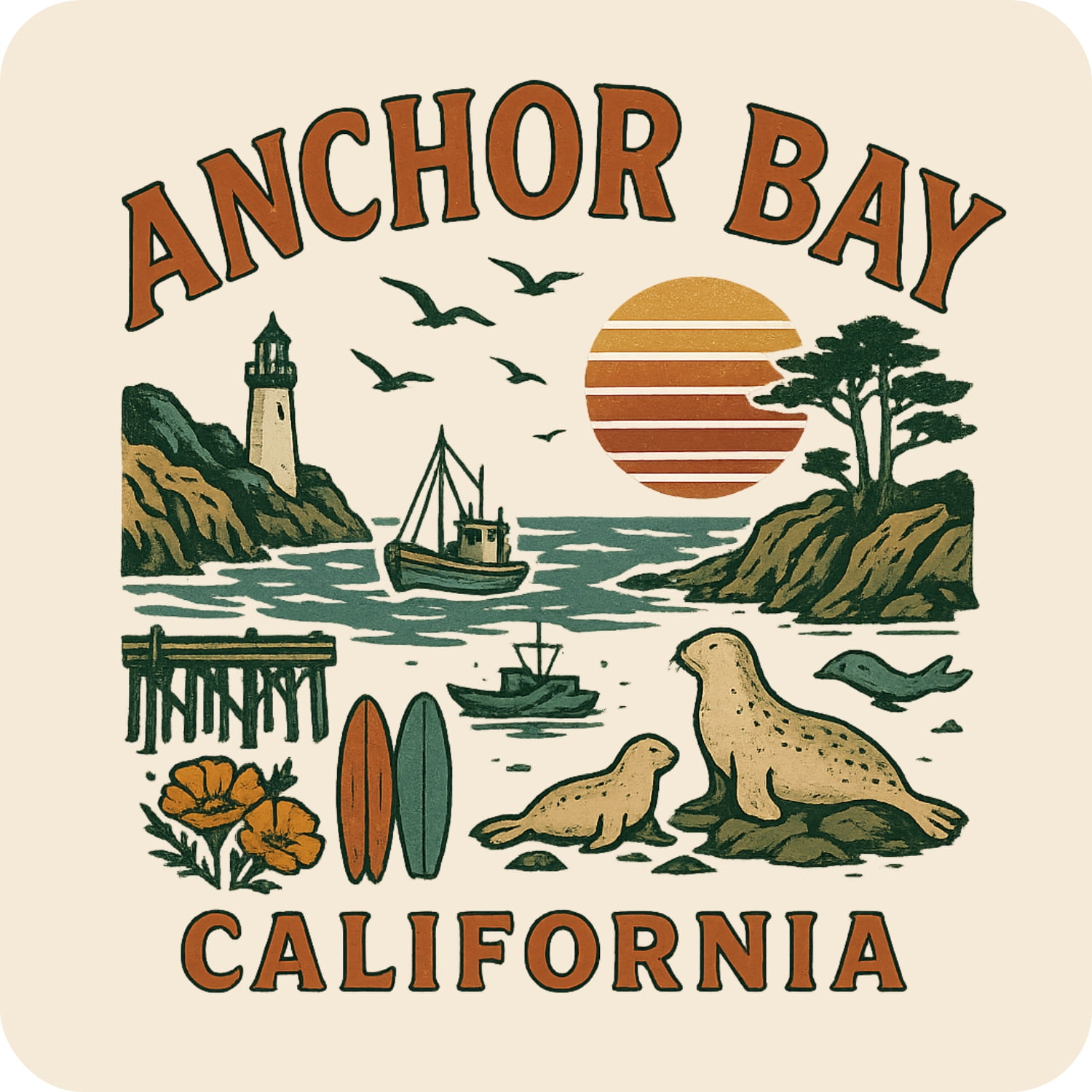 Anchor Bay California Keepsakes Souvenir Vinyl Sticker – Destination ...