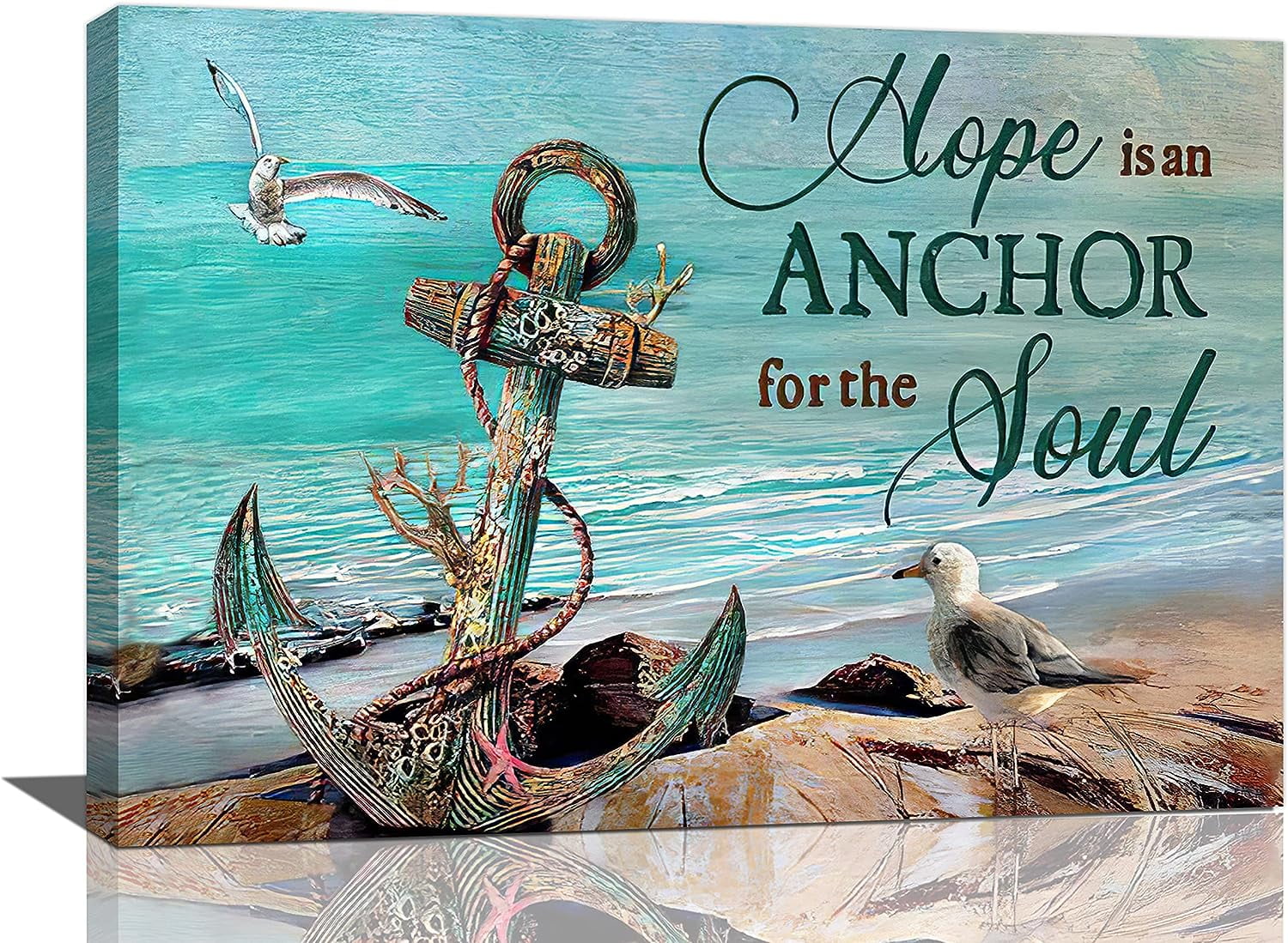 Anchor Beach Wall Art Ocean Seagull Bathroom Pictures Decor ...