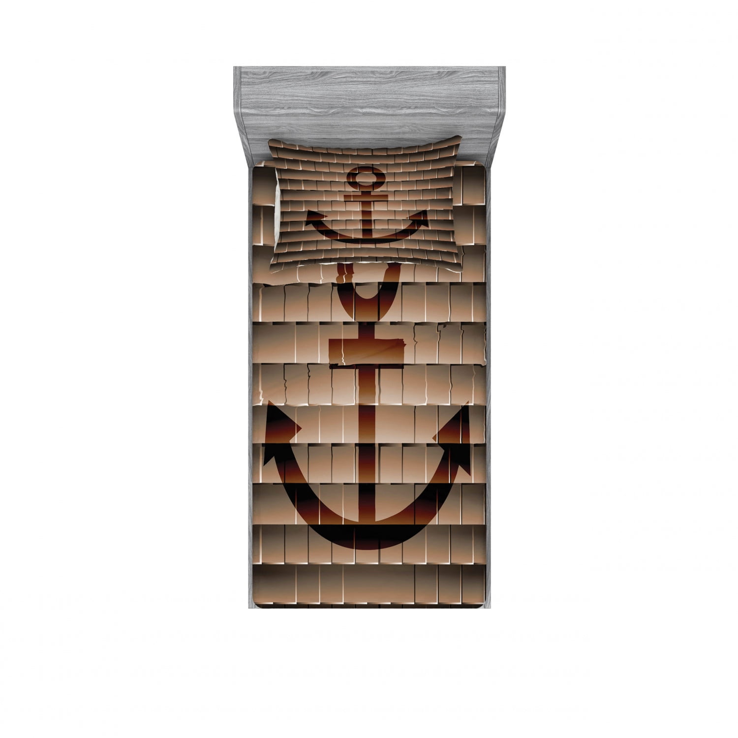 Anchor Bedding Set with Sheet & Covers, Digital Nautical Anchor on ...