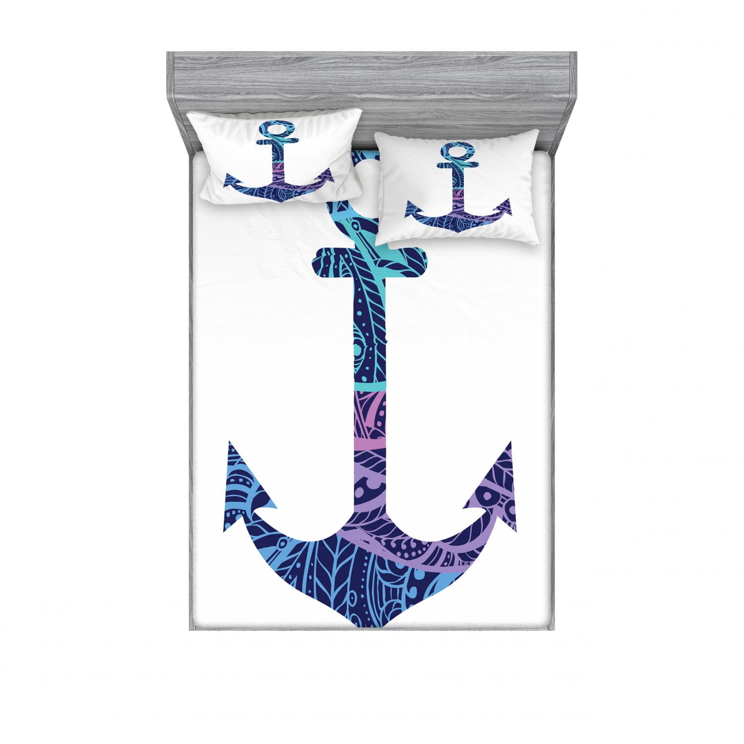 Anchor Bedding Set with Sheet & Covers, Patterned Anchor Image Marine ...