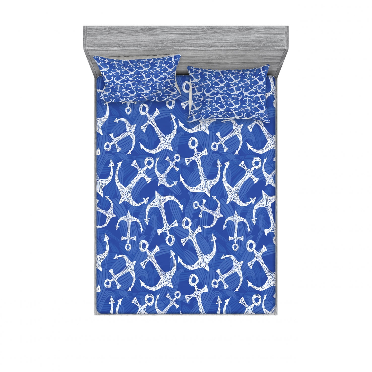 Anchor Bedding Set with Sheet & Covers, Sea Anchor with Weird Modern ...