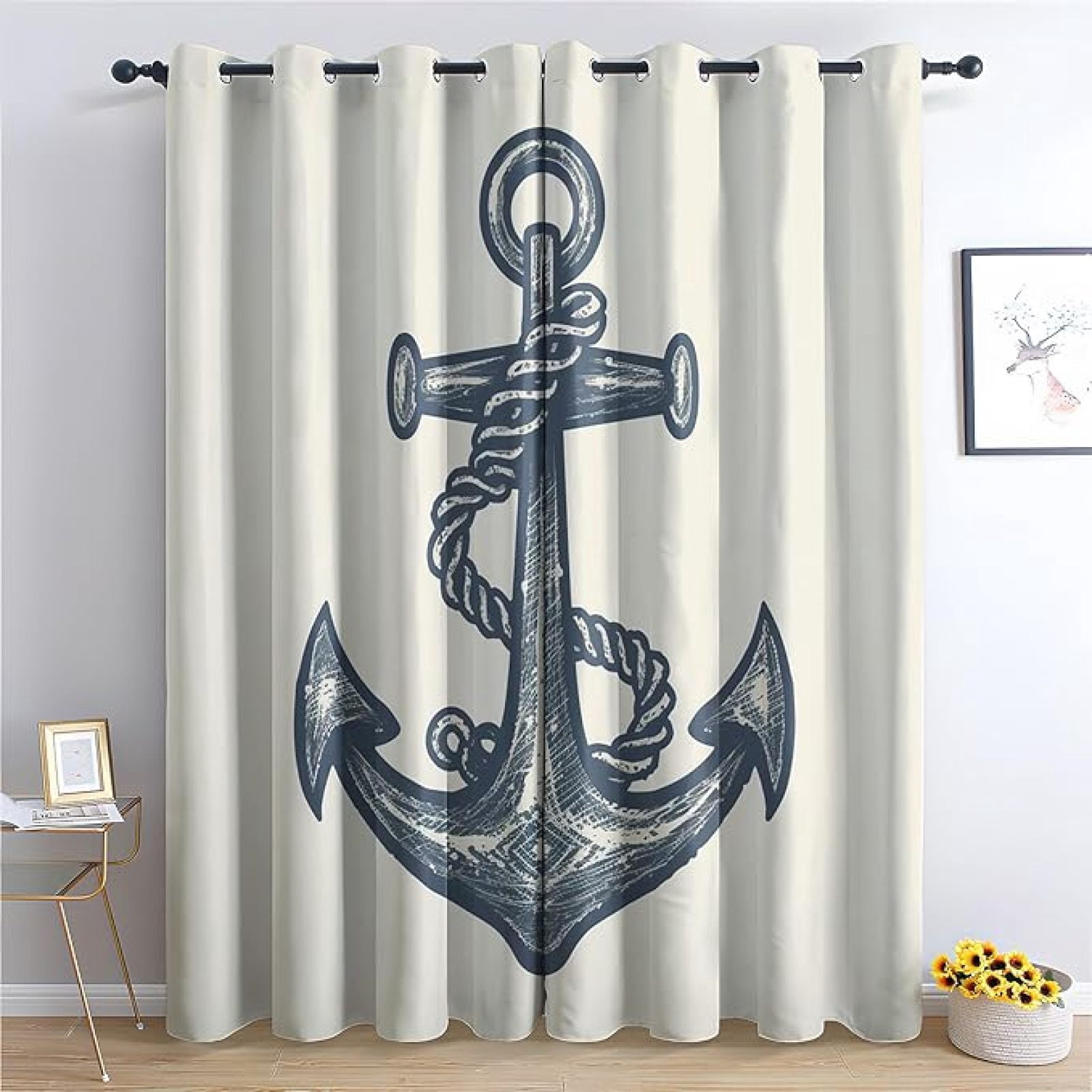 Anchor Blackout Curtains For Living Room Bedroom, Thermal Insulated ...