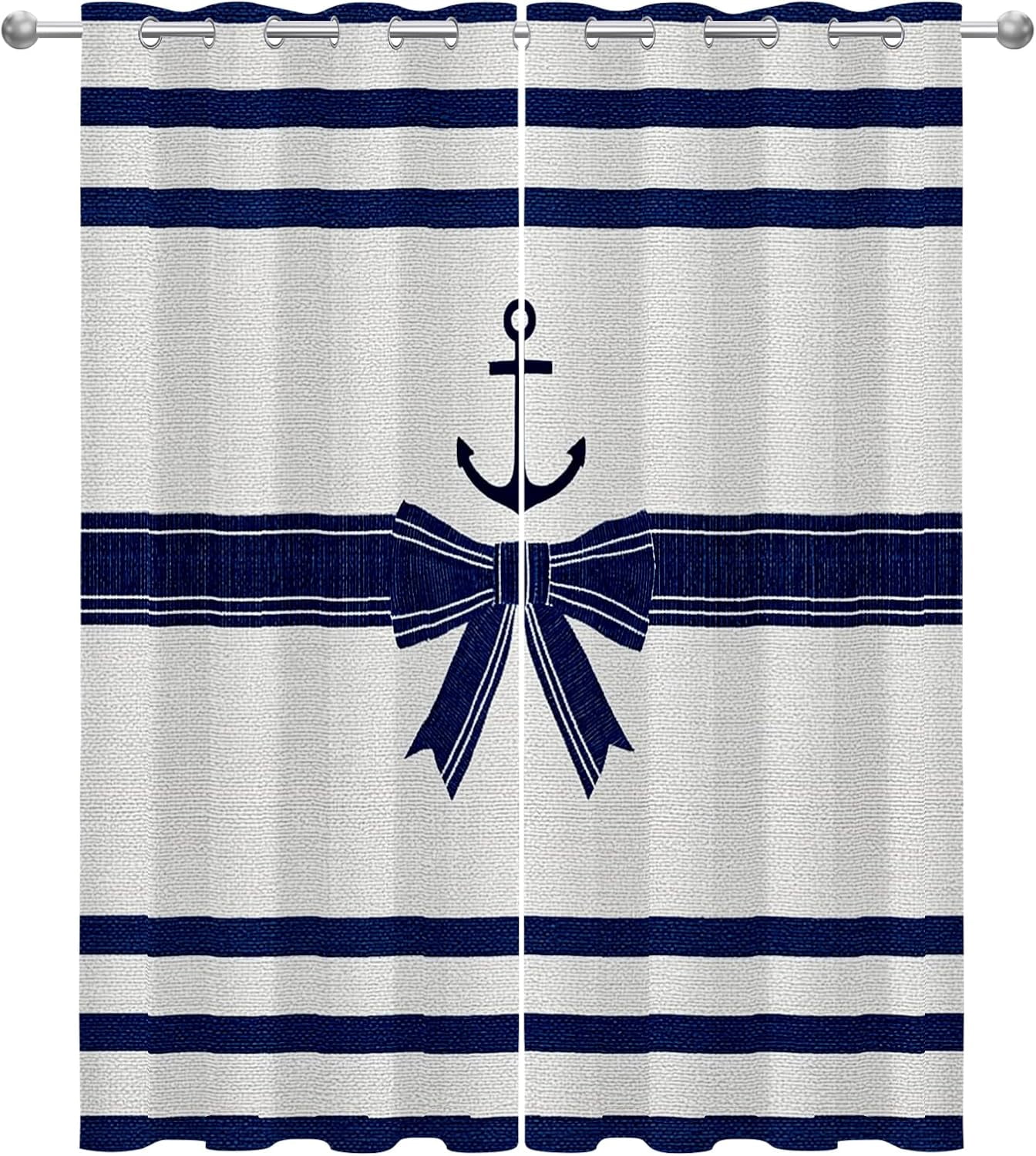 Anchor Blackout Curtains, Nautical Anchor Window Curtains for Bedroom ...