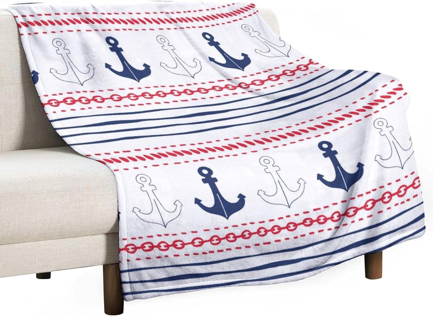 Anchor Blanket Vintage Navy Blue Red Stripe Nautical Anchor Abstract ...