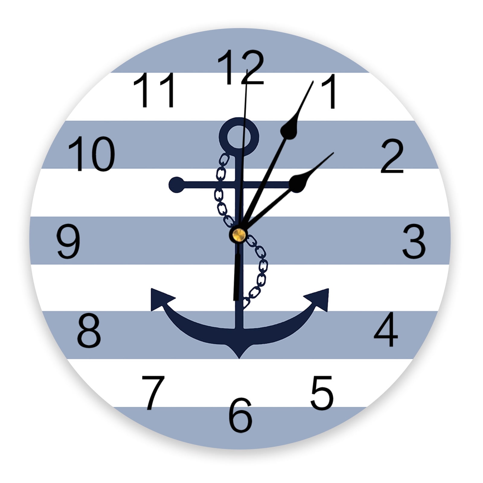 Anchor Blue White Silent Decorative Wall Clock Digital Clock Operated ...