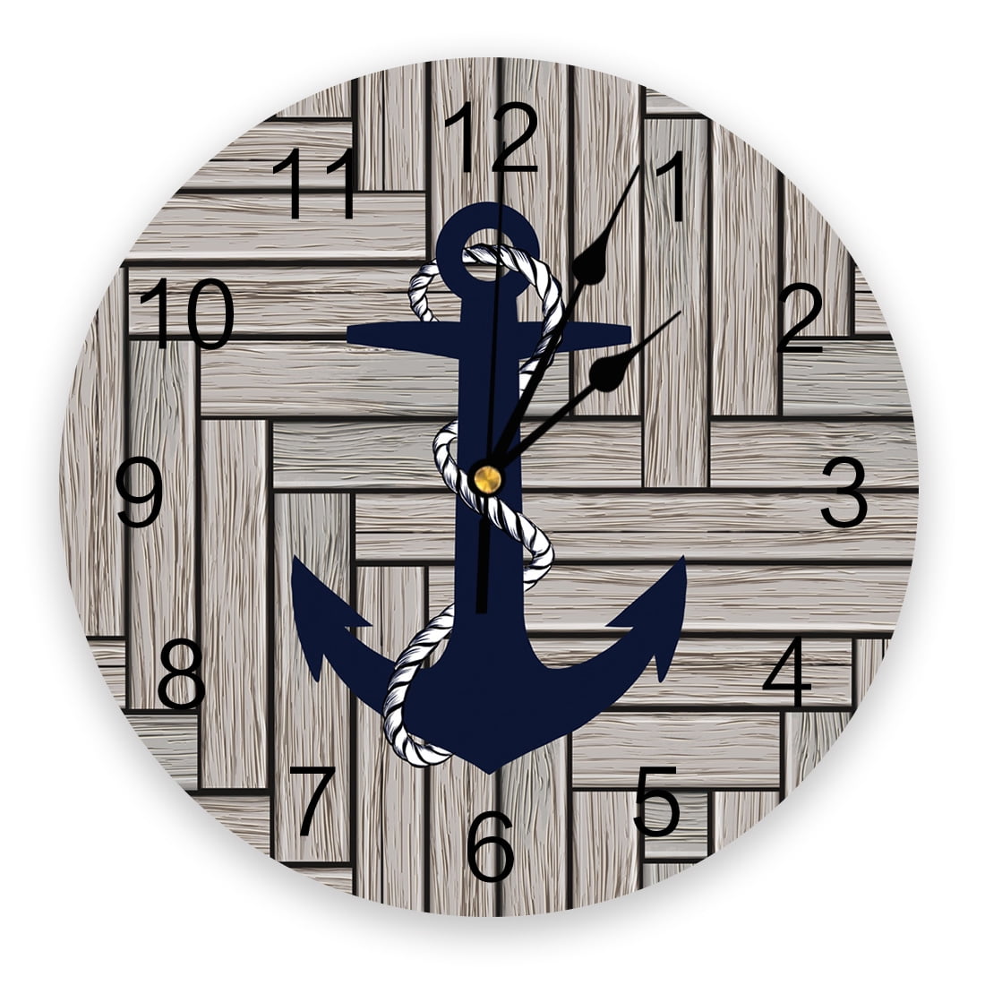 Anchor Blue White Silent Decorative Wall Clock Digital Clock Operated ...