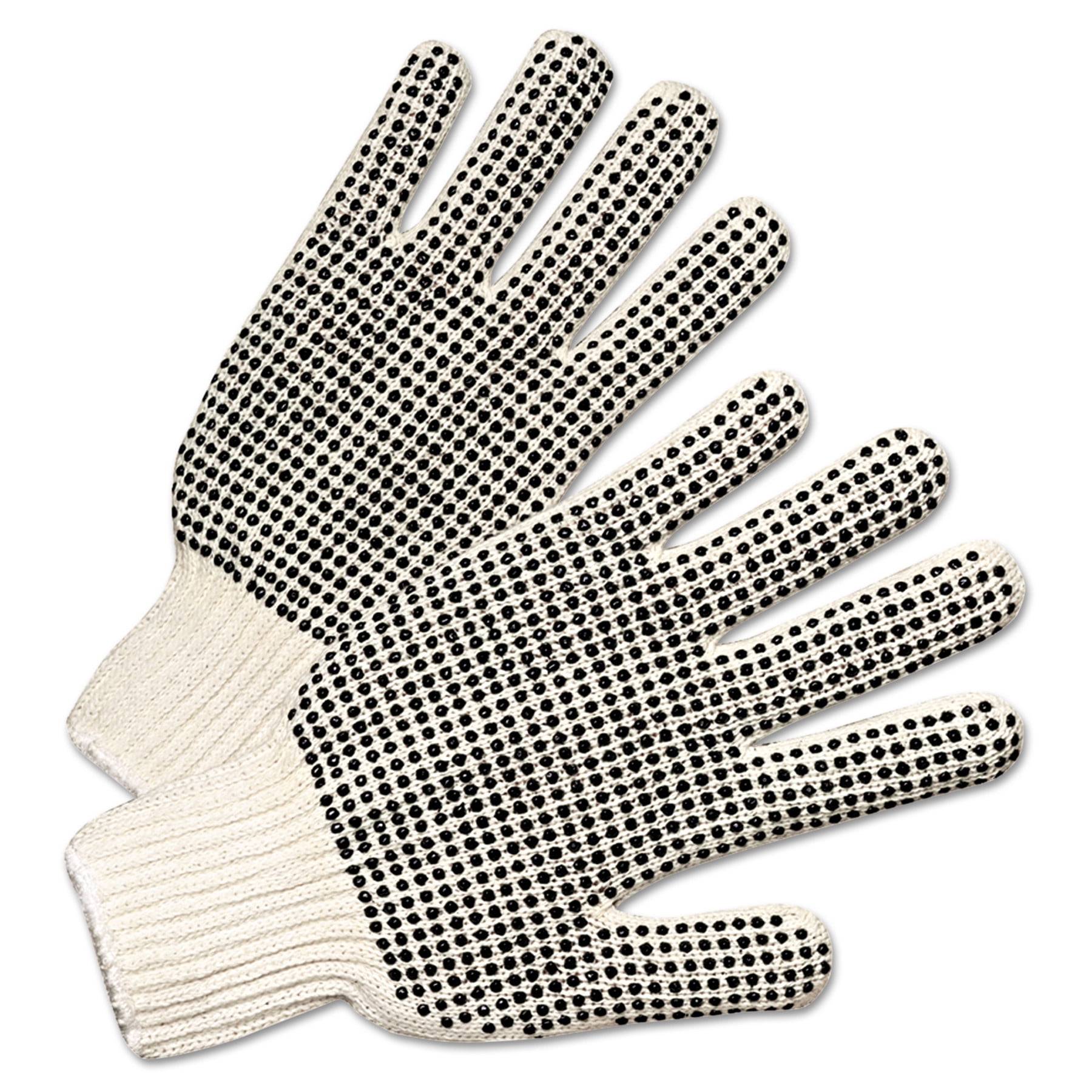 Anchor Brand PVC-Dotted String Knit Gloves, Natural White/Black, Large ...
