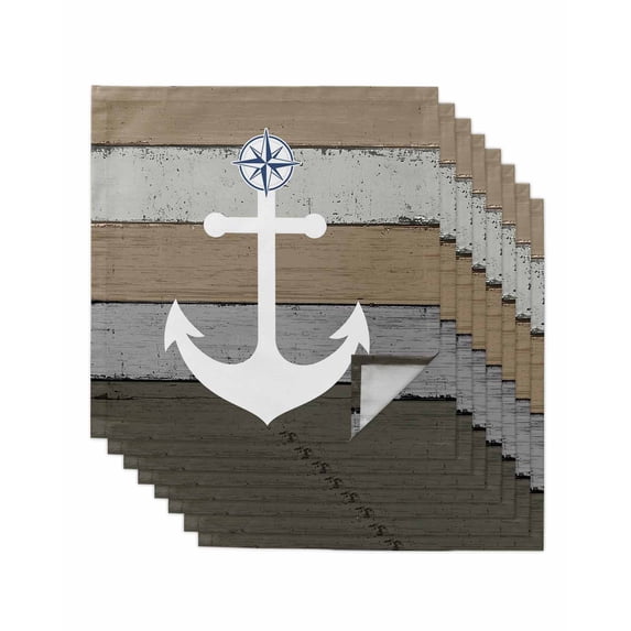 Anchor Brown Cloth Napkins Set of 8 Reusable Dinner Napkins, Nautical ...