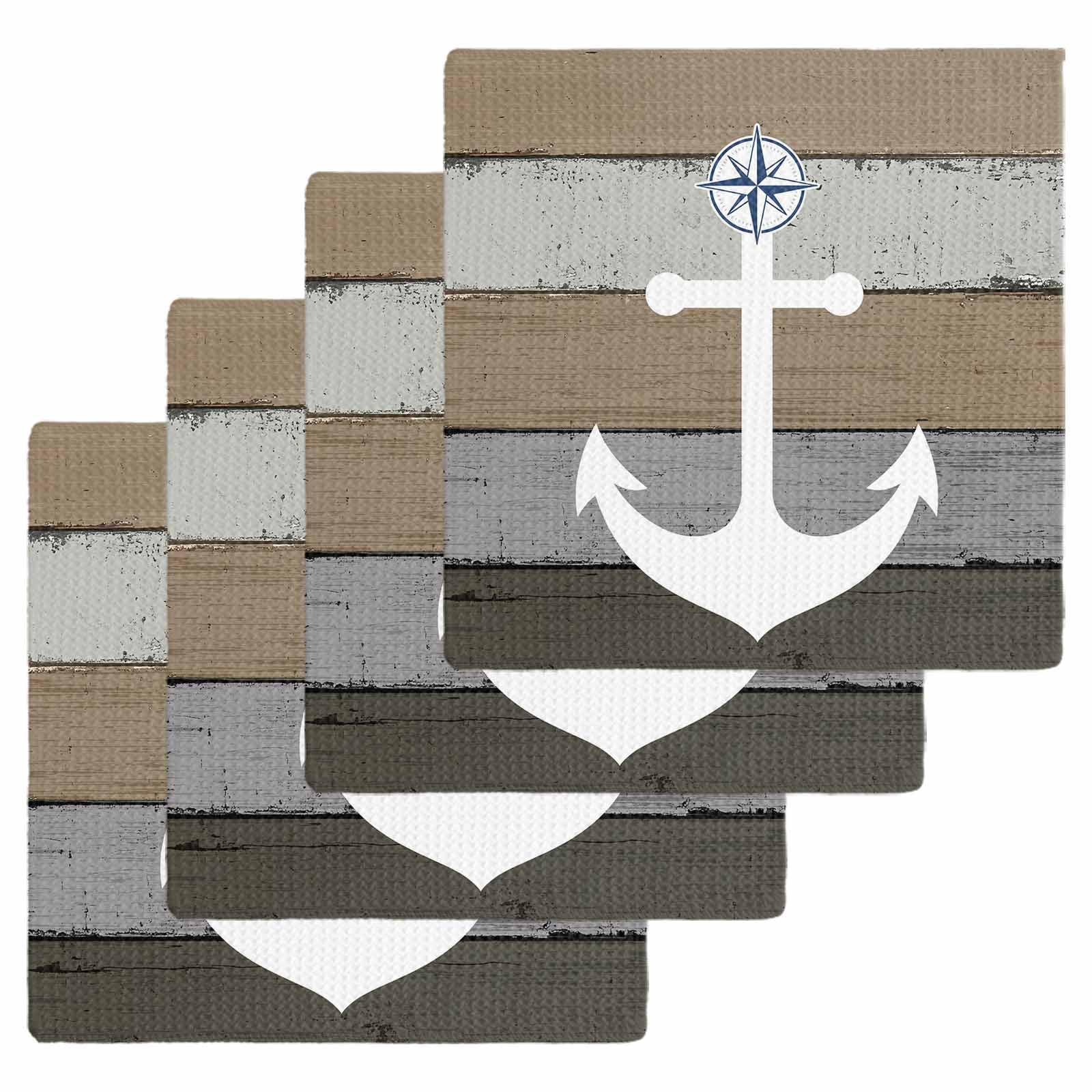 Anchor Brown Dish Towels Set, Waffle Weave Kitchen Towels 4 Pieces ...