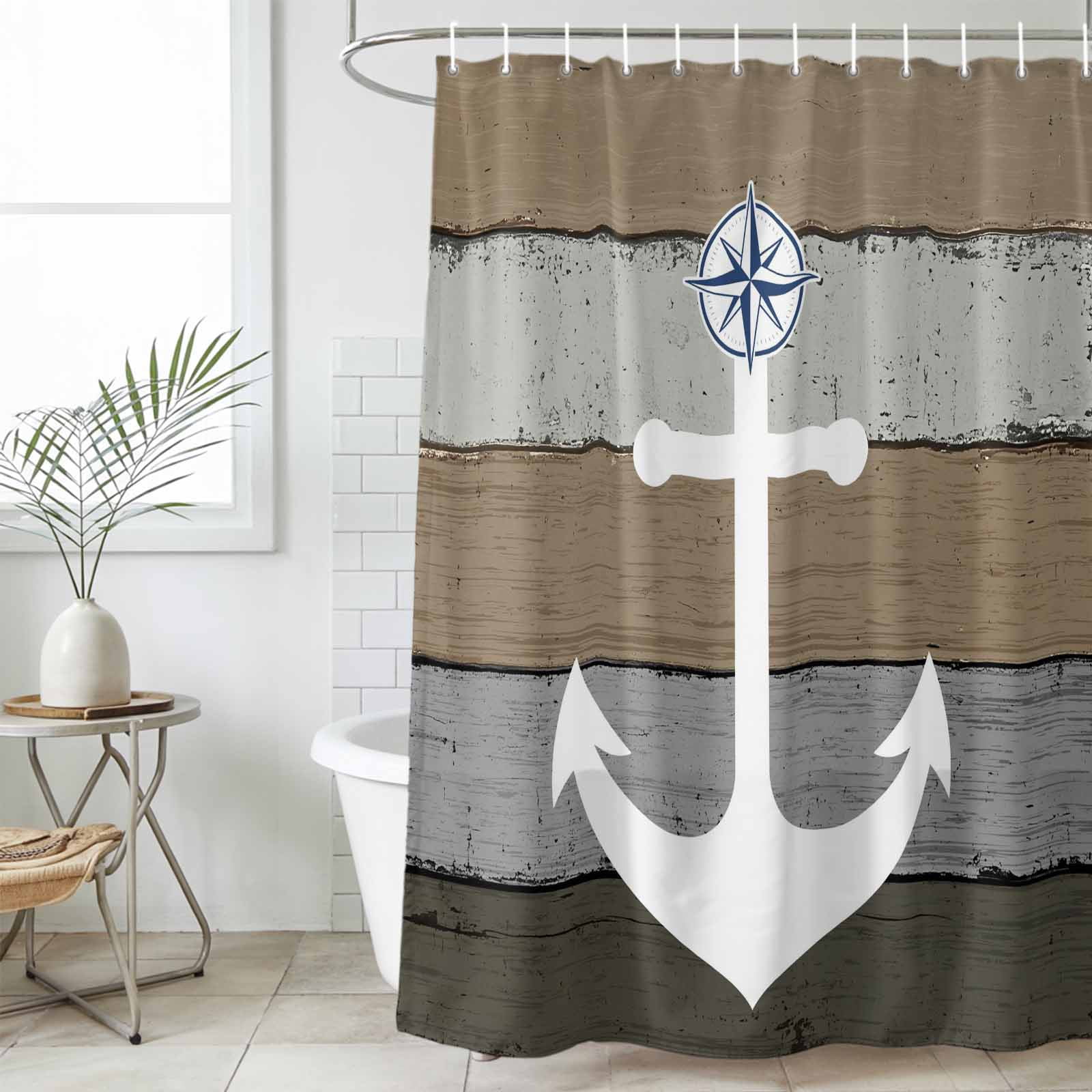 Anchor Brown Shower Curtain, Waterproof Shower Curtains for Bathroom ...