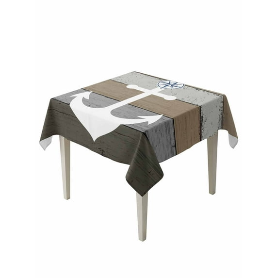 Anchor Brown Table Cloth, Nautical Grey Rustic Farmhouse Wood Grain ...