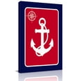 Anchor Canvas Wall Art for Living Room, Compass Nautical Navy Blue Red ...