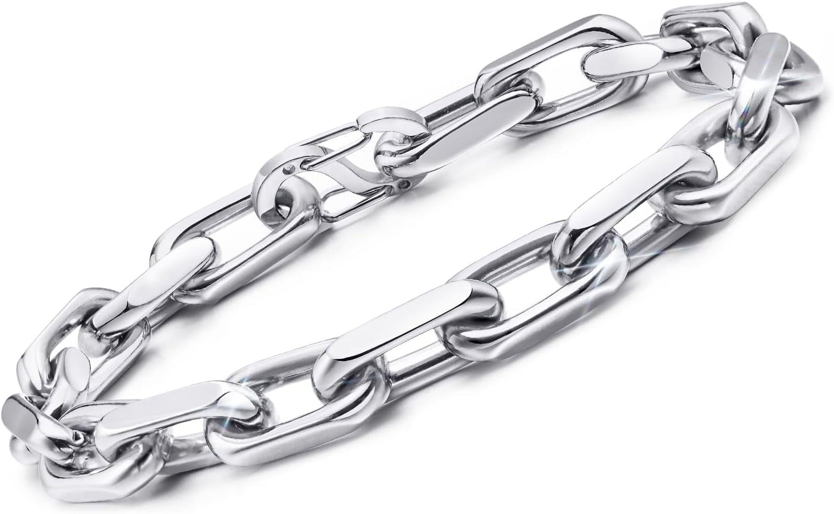 Anchor Chain Bracelets For Men Cool Mens Bracelets Diamond Cut Paperclip Solid Link Bracelet