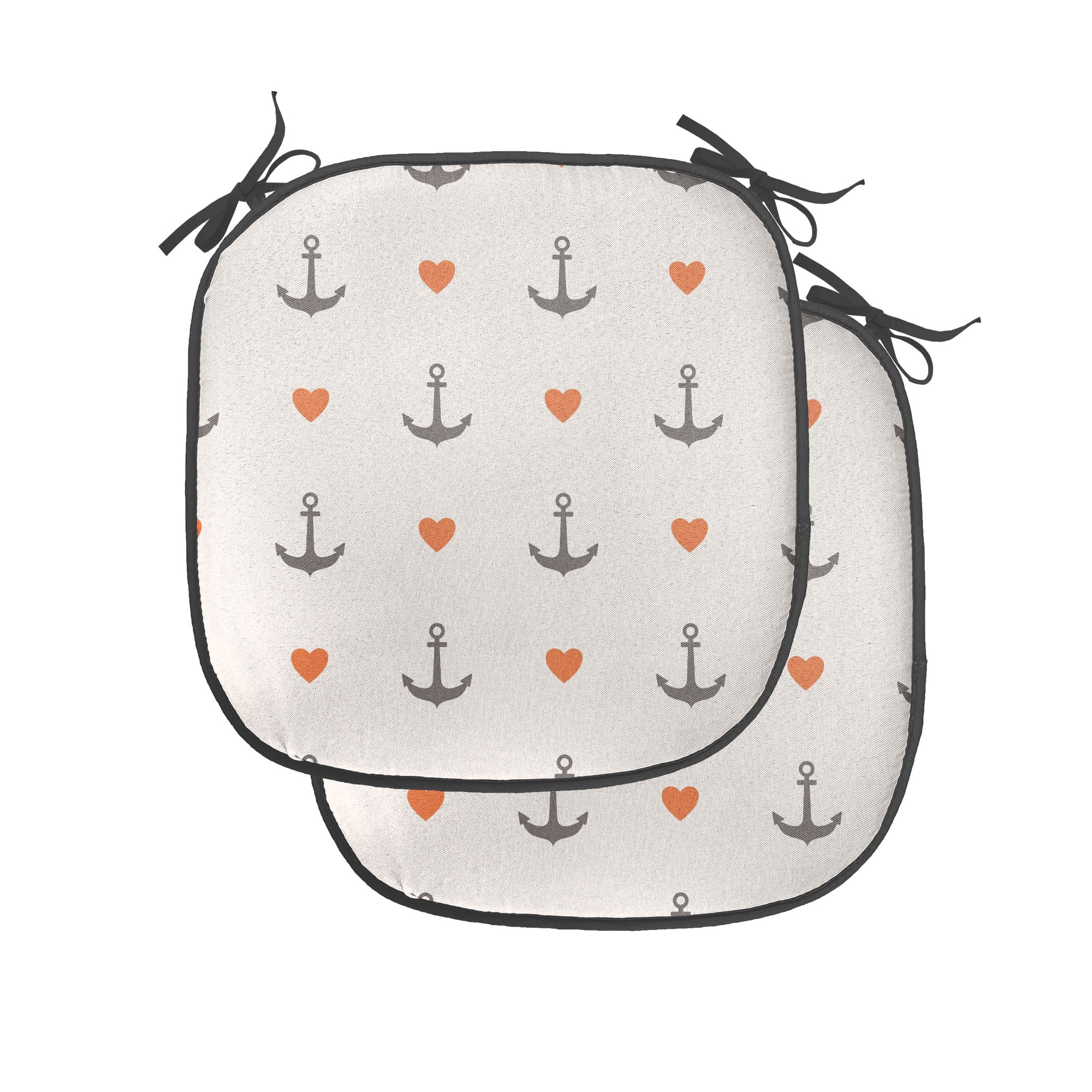Anchor Chair Seating Cushion Set of 4, Anchors and Hearts Romantic ...