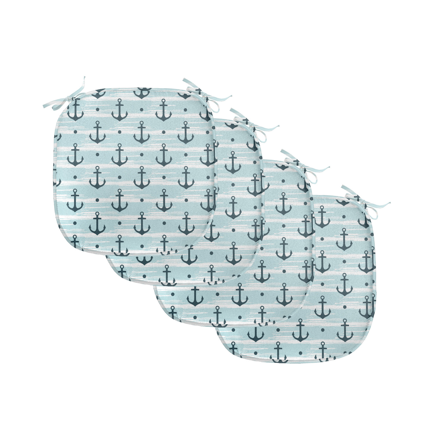 Anchor Chair Seating Cushion Set of 4, Pattern with Anchors Modern ...