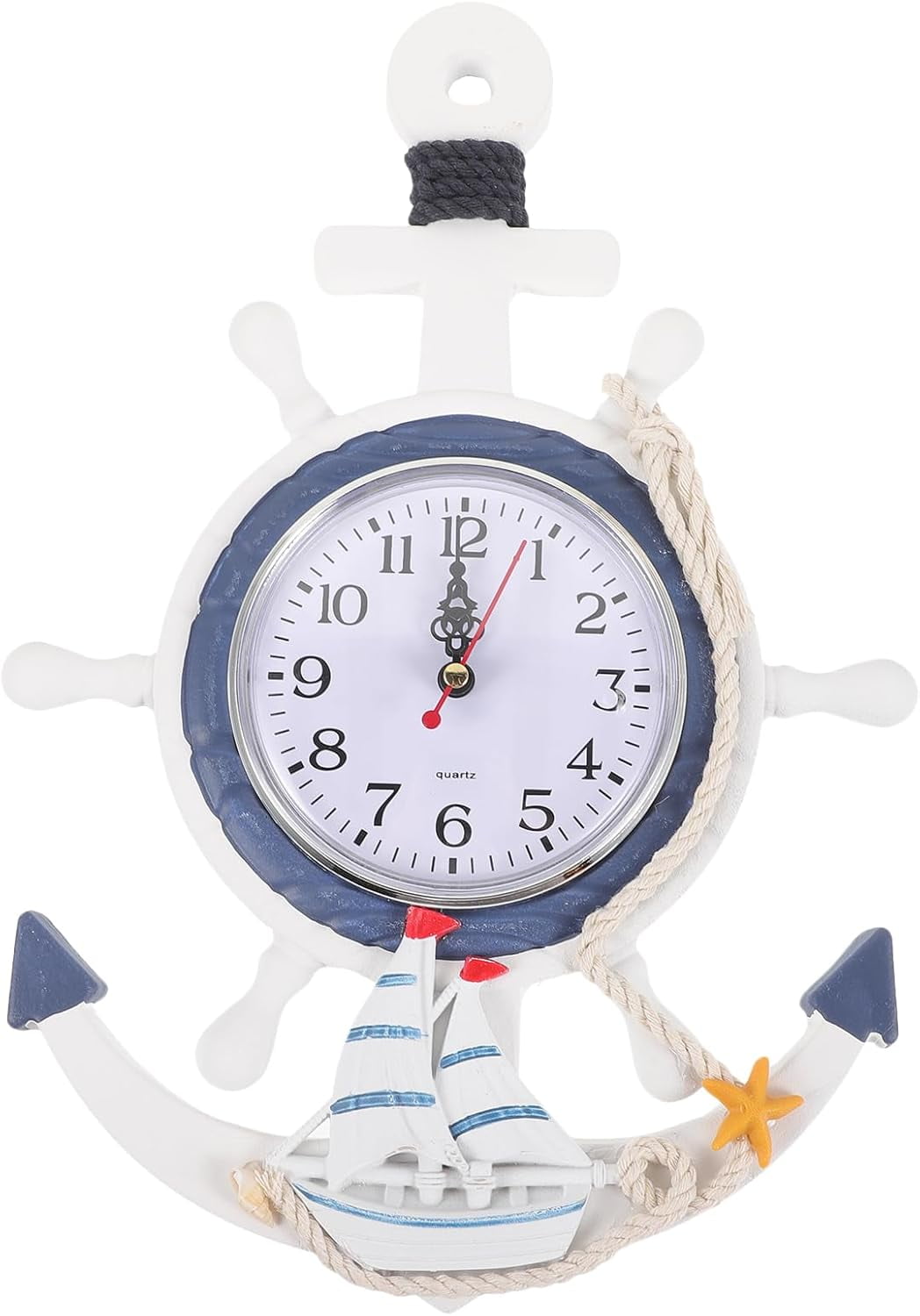 Anchor Clock Mediterranean Style Wall Clock Sea Theme Nautical Ship ...