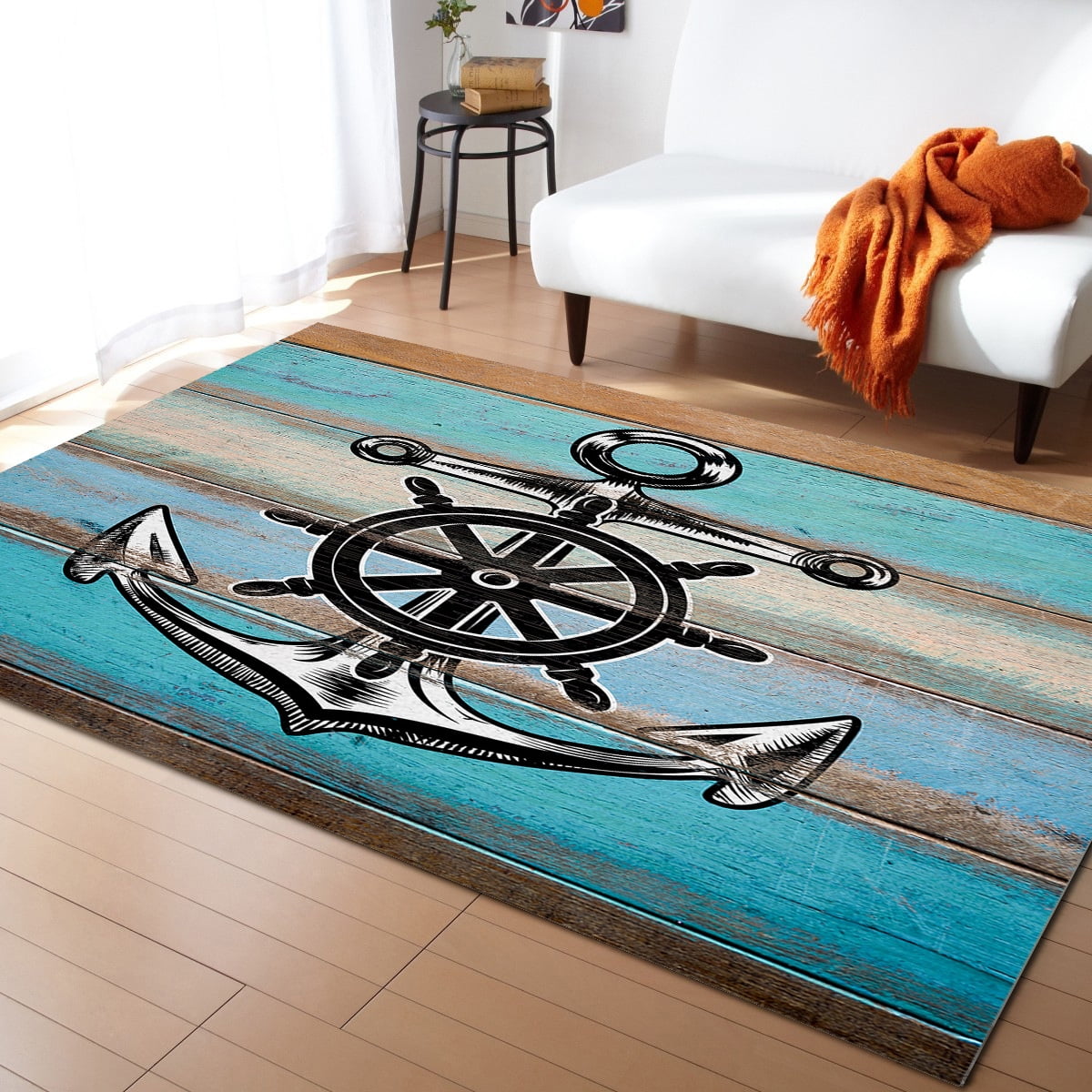Anchor Compass Retro Carpets for Bed Room Modern Home Large Area Rug ...