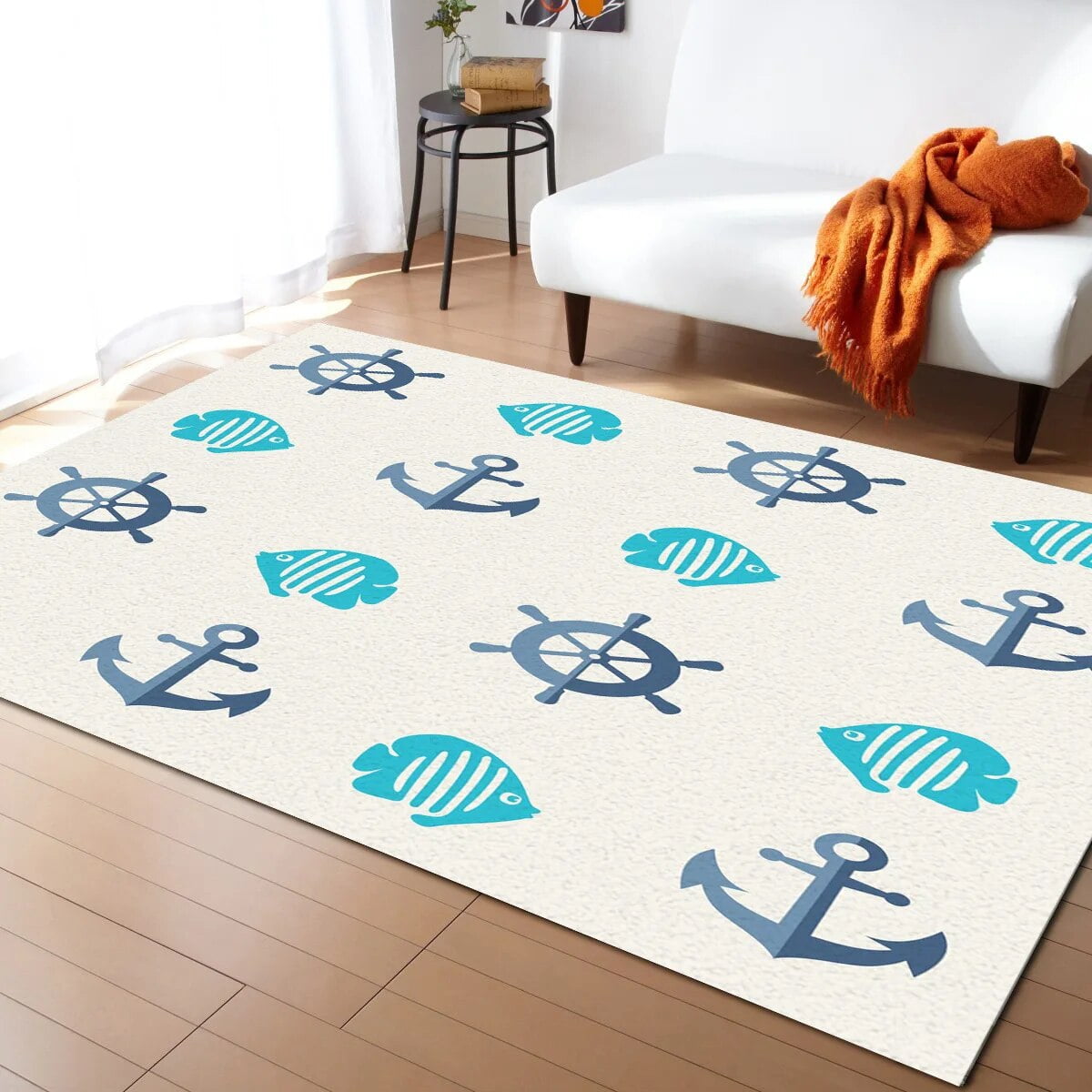 Anchor Compass Retro Carpets for Bed Room Modern Home Large Area Rug ...