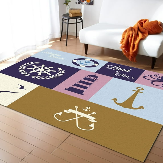 Anchor Compass Retro Carpets for Bed Room Modern Home Large Area Rug ...