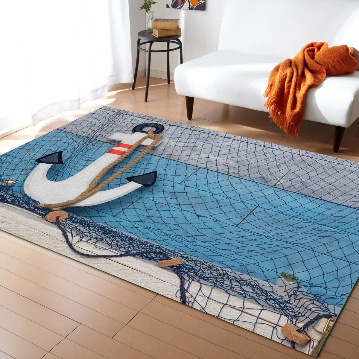 Anchor Compass Retro Carpets for Bed Room Modern Home Large Area Rug ...