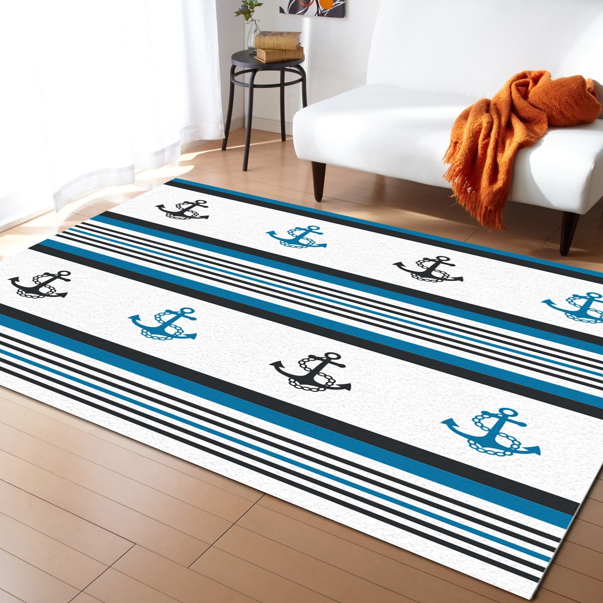 Anchor Compass Retro Carpets for Bed Room Modern Home Large Area Rug ...