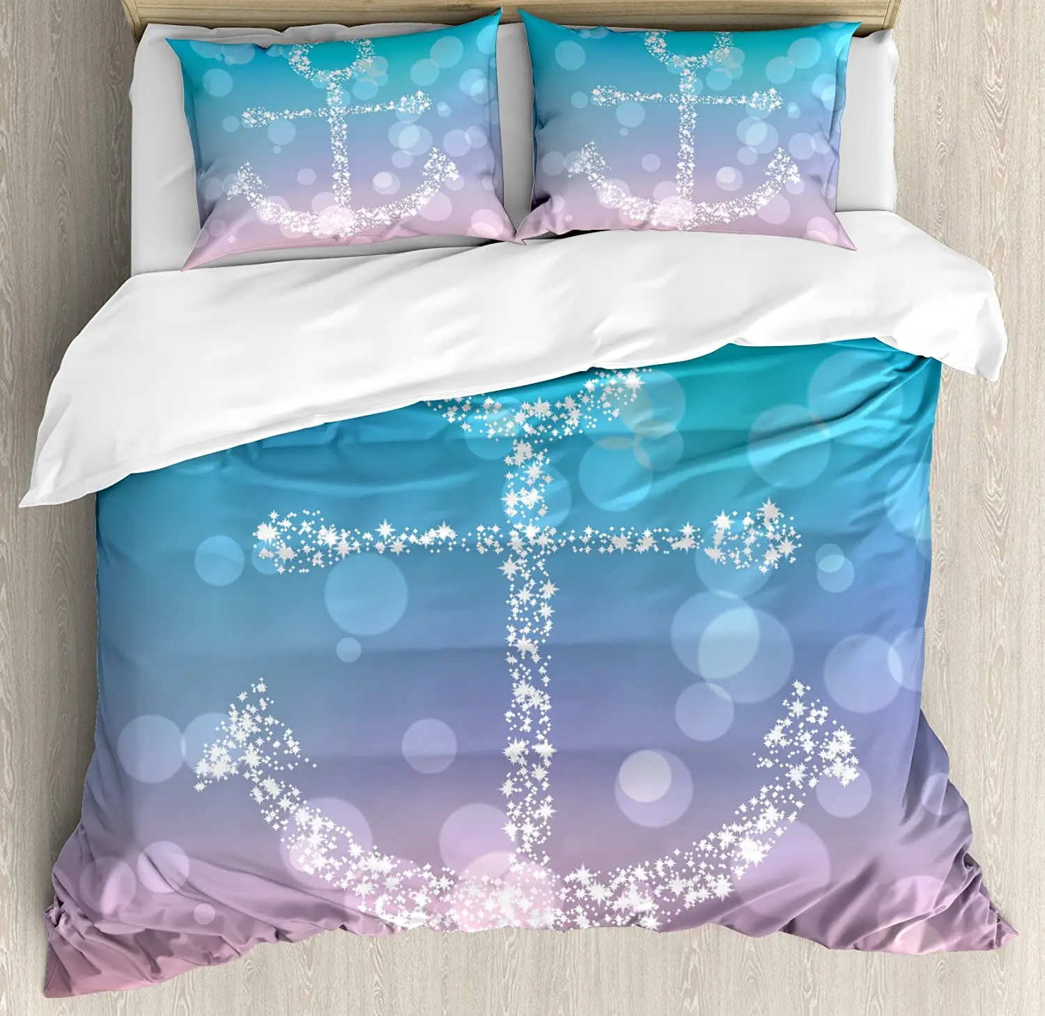 Anchor Docked In The Deck Net 3pcs Bedding Set For Bedroom Double Bed ...