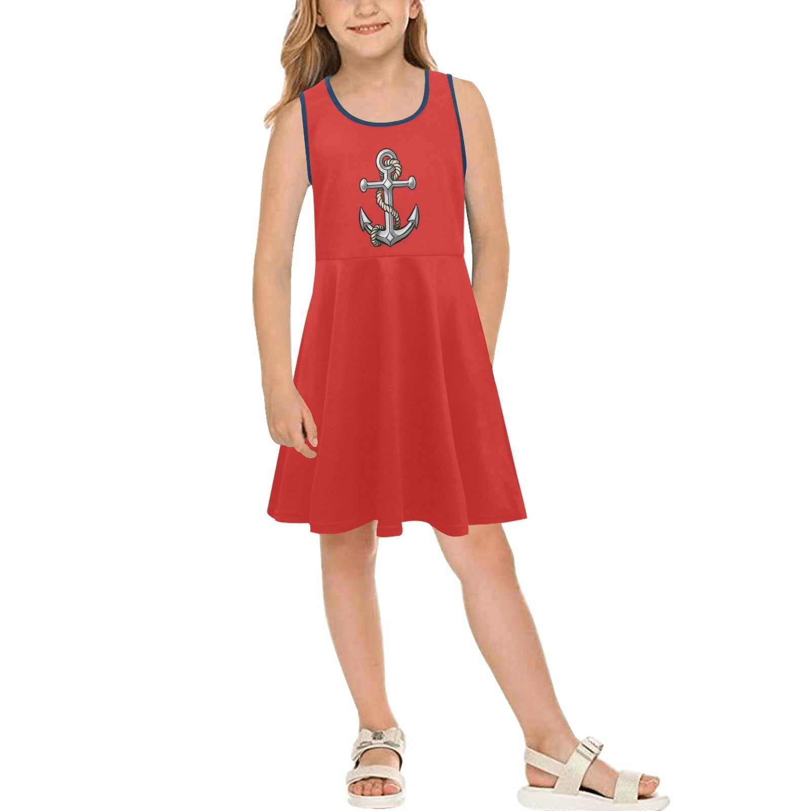 Anchor Dress w/tights (Size:S; Style:Red Anchor Dress Girls' Sleeveless ...