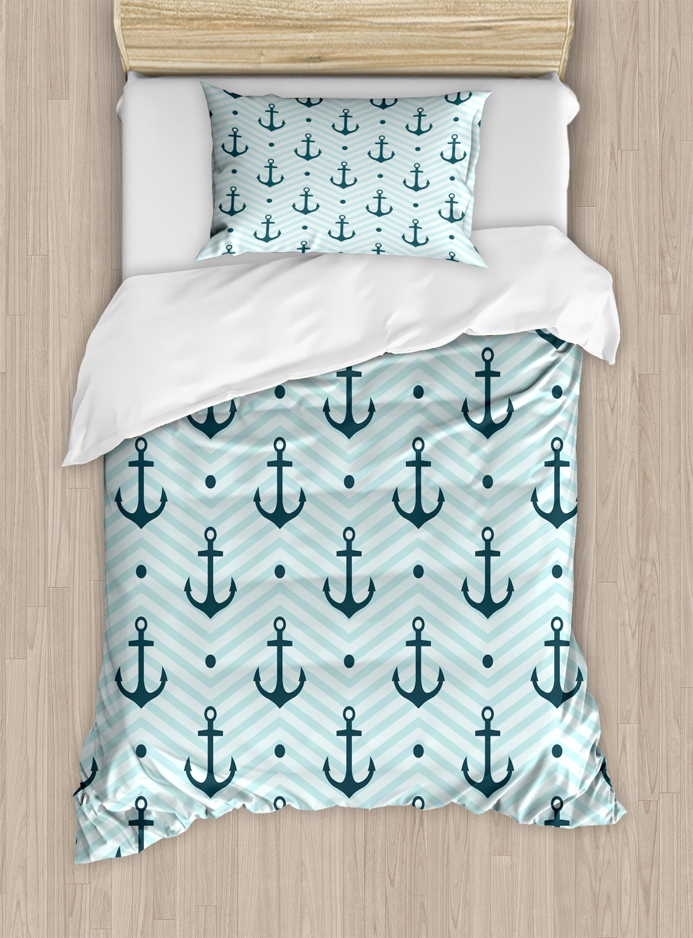 Anchor Duvet Cover Set, Anchors Zigzag Chevron Background Abstract ...