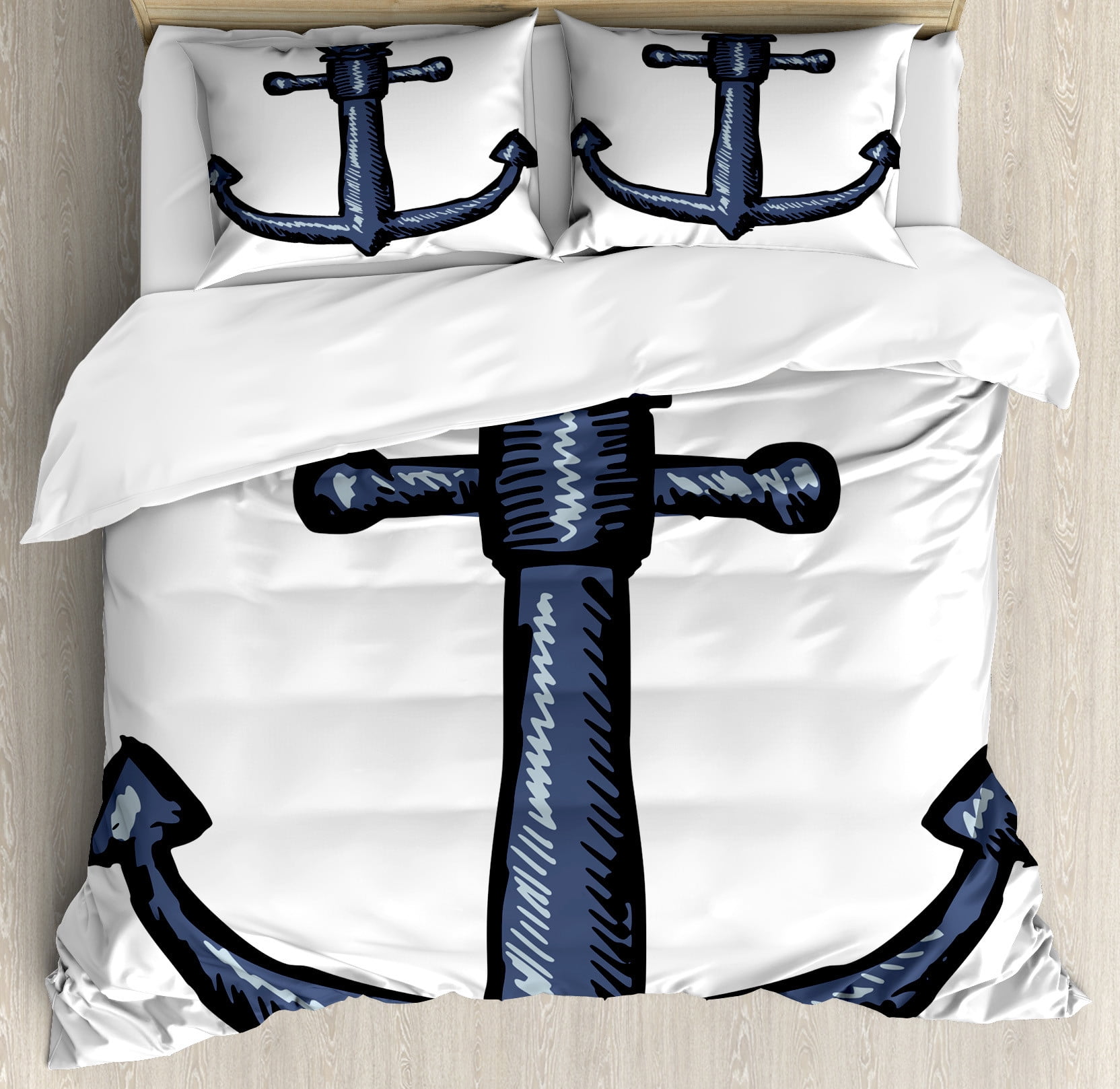 Anchor Duvet Cover Set, Contemporary Image of an Anchor Safety Design ...