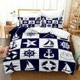 Anchor Duvet Cover Set Nautical Pattern Classic Colors and Anchors ...