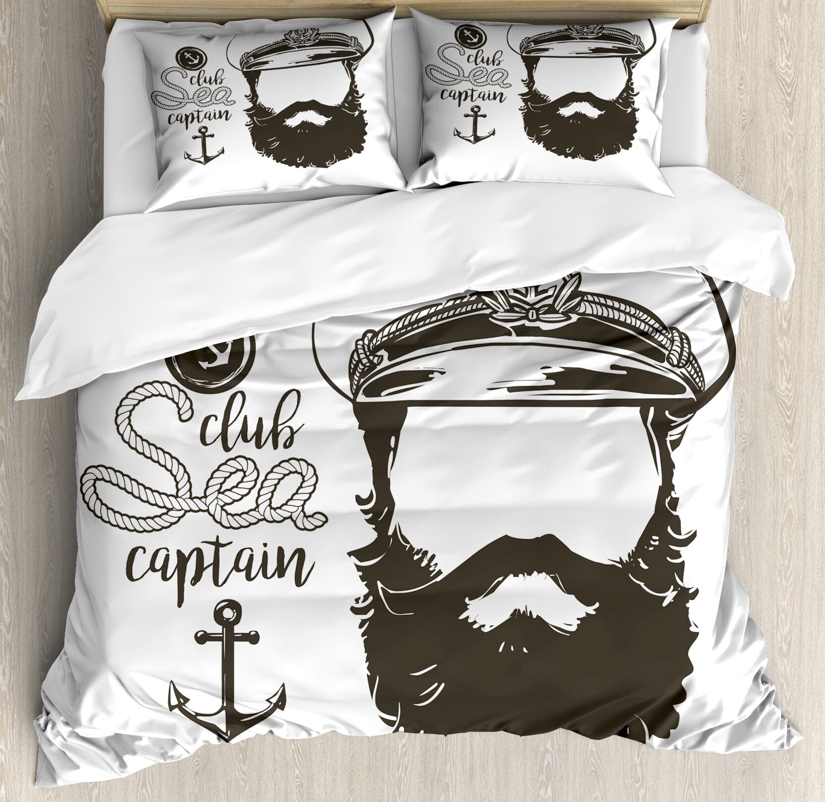 Anchor Duvet Cover Set, Portrait of a Faceless Captain with Hat and ...